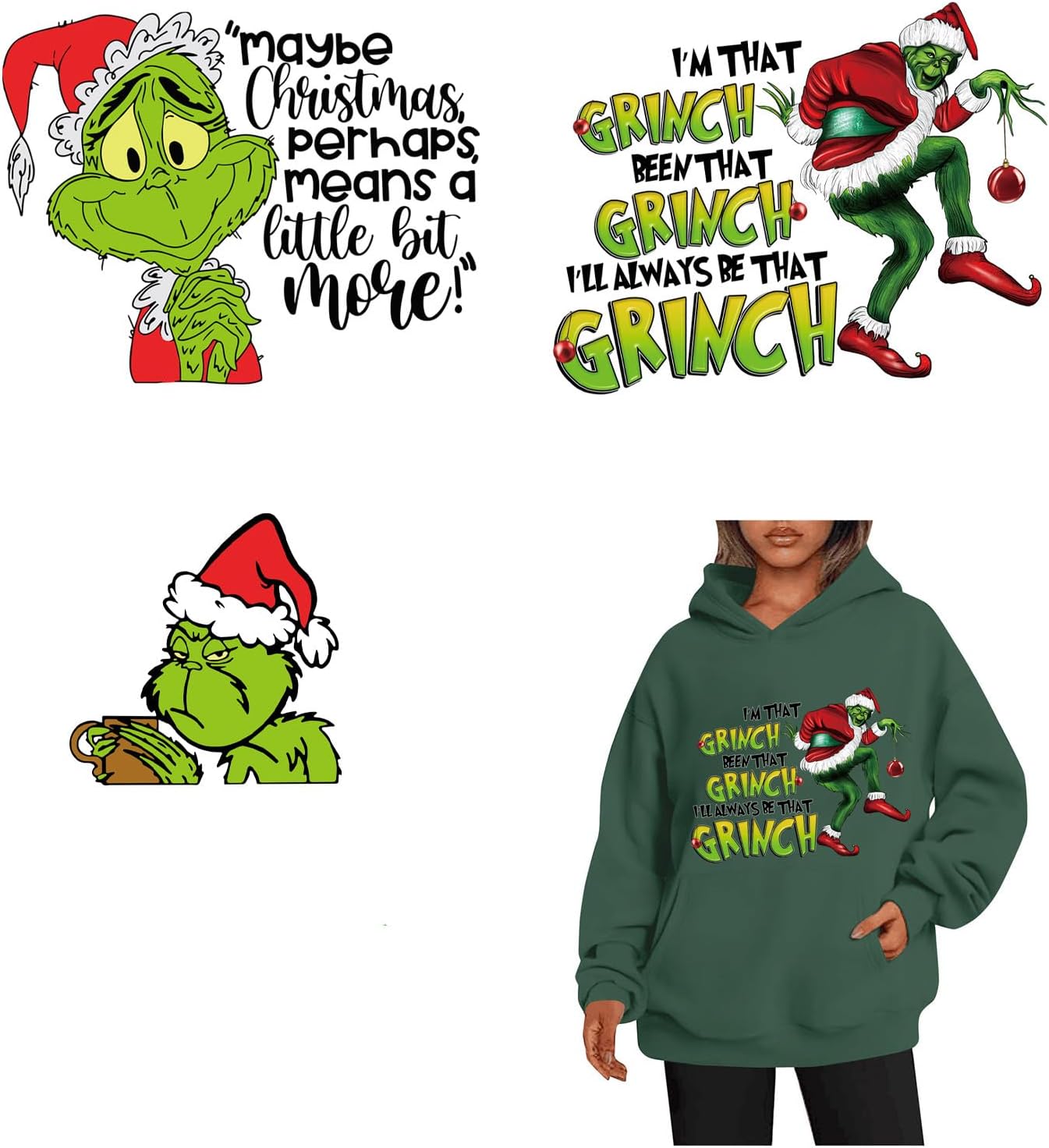 Amazon.com: Christmas Iron on Transfer 3PCS,Patches Cute Green Cartoon ...