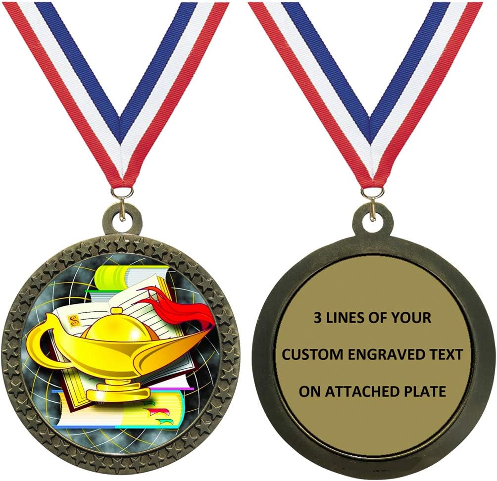 Amazon.com : Express Medals Engraved Lamp of Knowledge Gold Medal ...