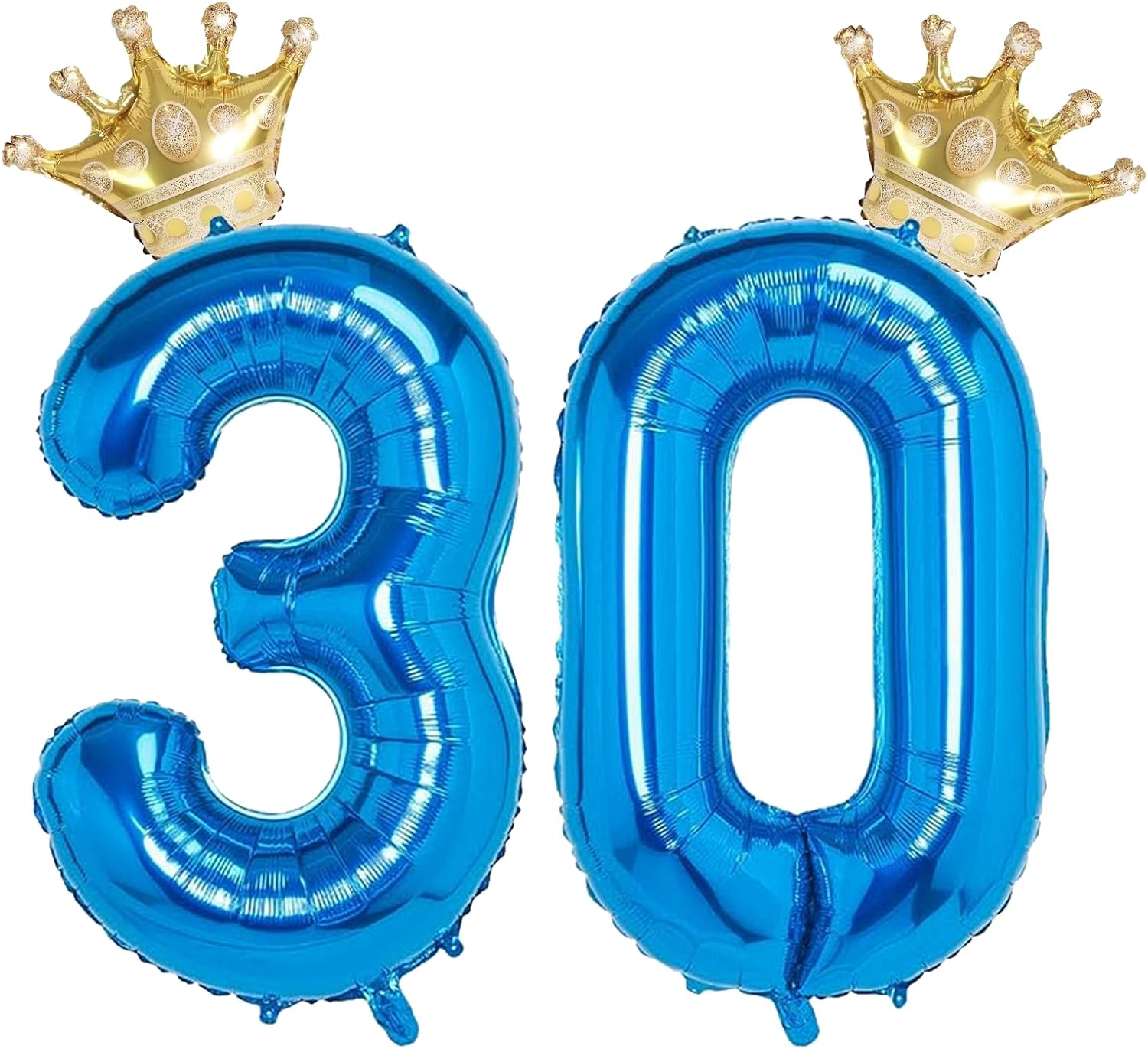 Amazon.com: 30 Number Balloon Blue 40 inch Big Foil Crown Helium 30th ...
