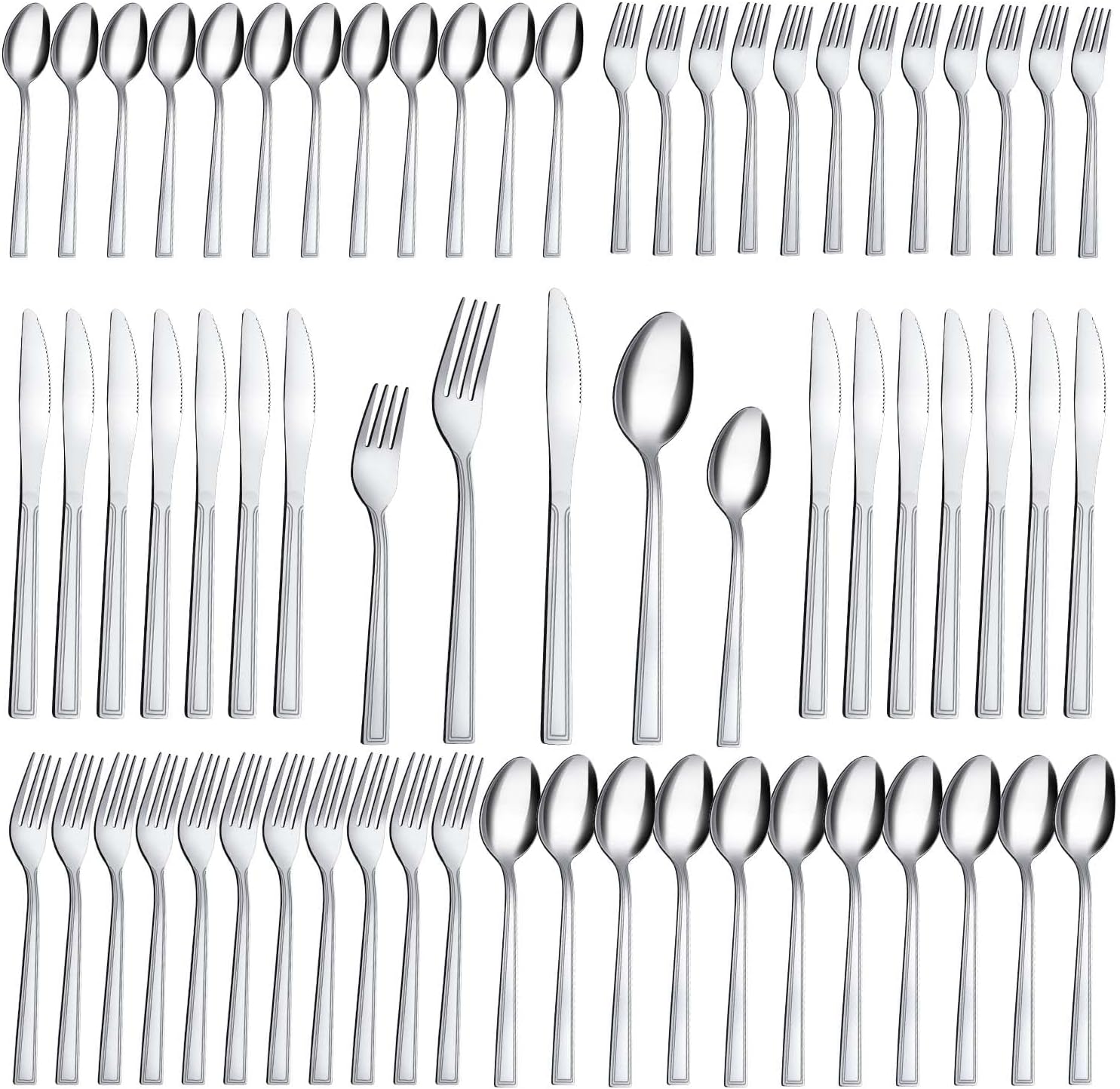 Amazon.com | 201 Pcs Silverware Set Stainless Steel Flatware Sets ...