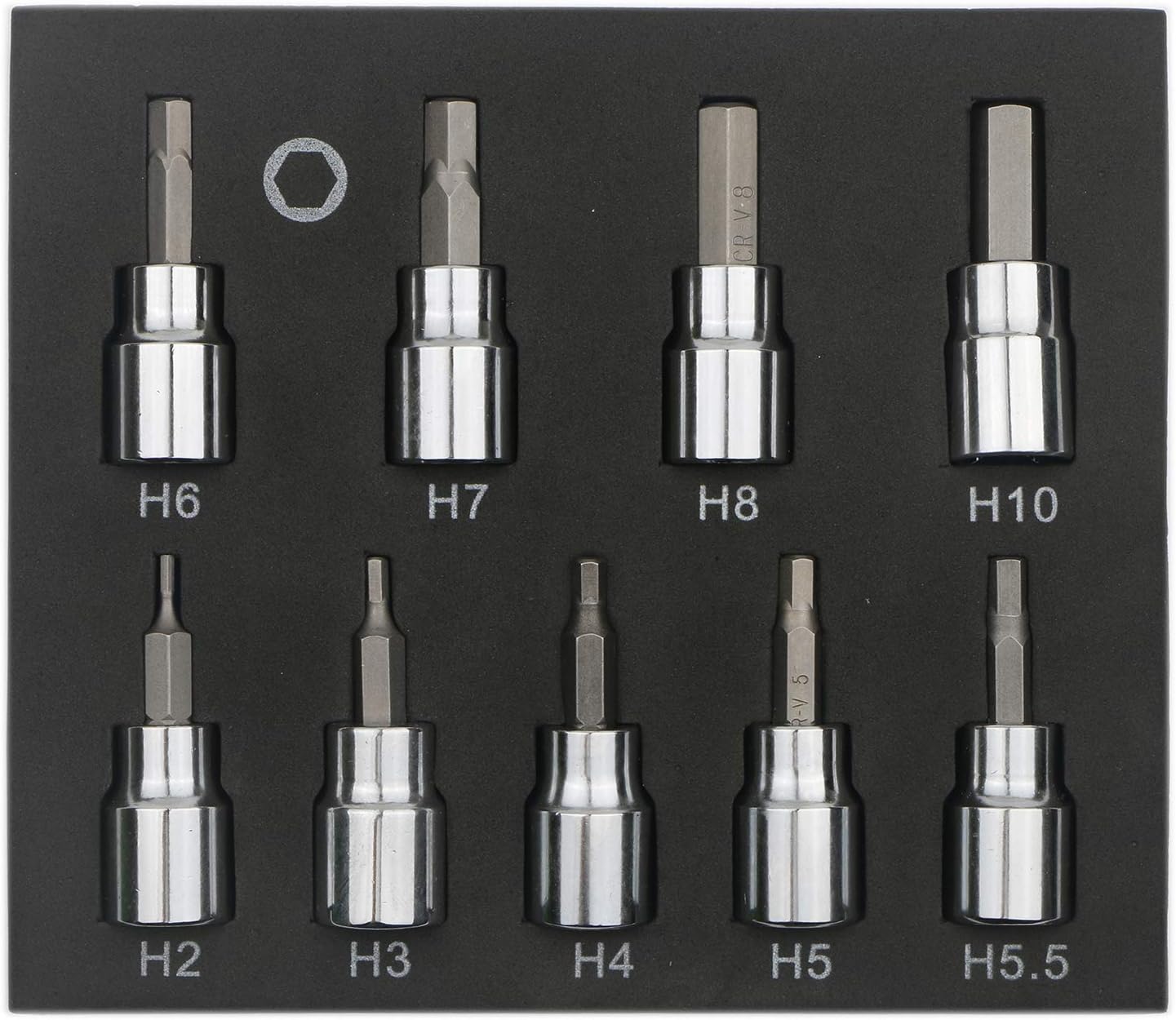 Rowiz 9 Pcs 3/8 Inch Drive Hex Bit Sockets Set, Hex Allen Socket Key ...