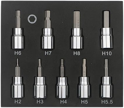 Rowiz 9 Pcs 3/8 Inch Drive Hex Bit Sockets Set, Hex Allen Socket Key ...