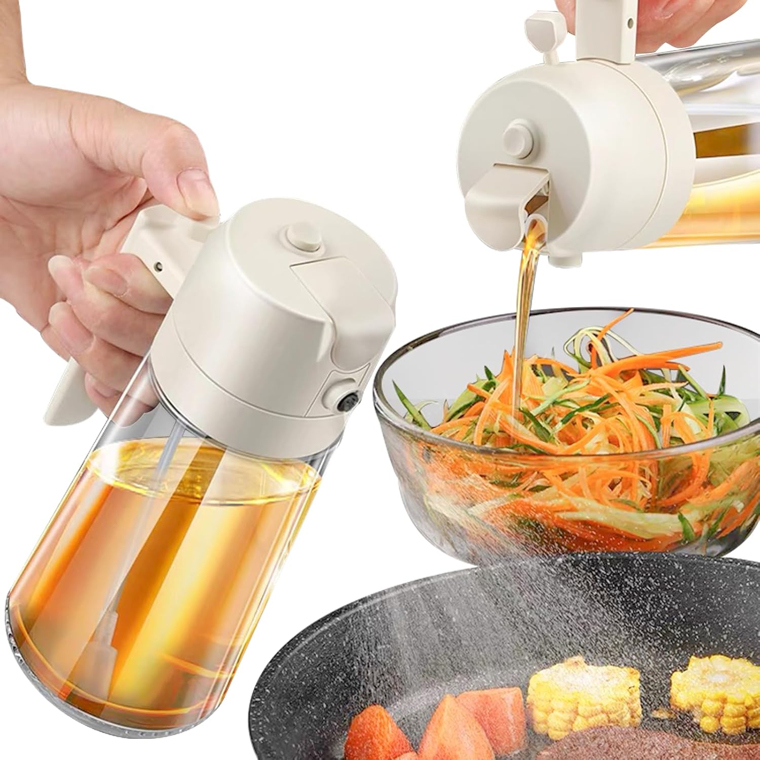 Amazon.com: DSPZGU Olive Oil Dispenser Bottle, 470ml 2 In 1 Oil Spray ...