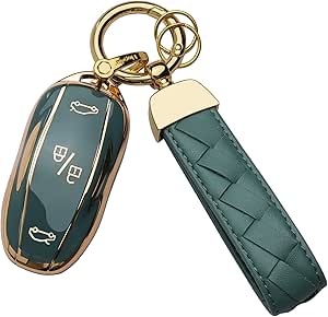 Amazon.com: Bqepe Tesla Key Fob Cover Keychain Fit for Model 3, Y, S ...