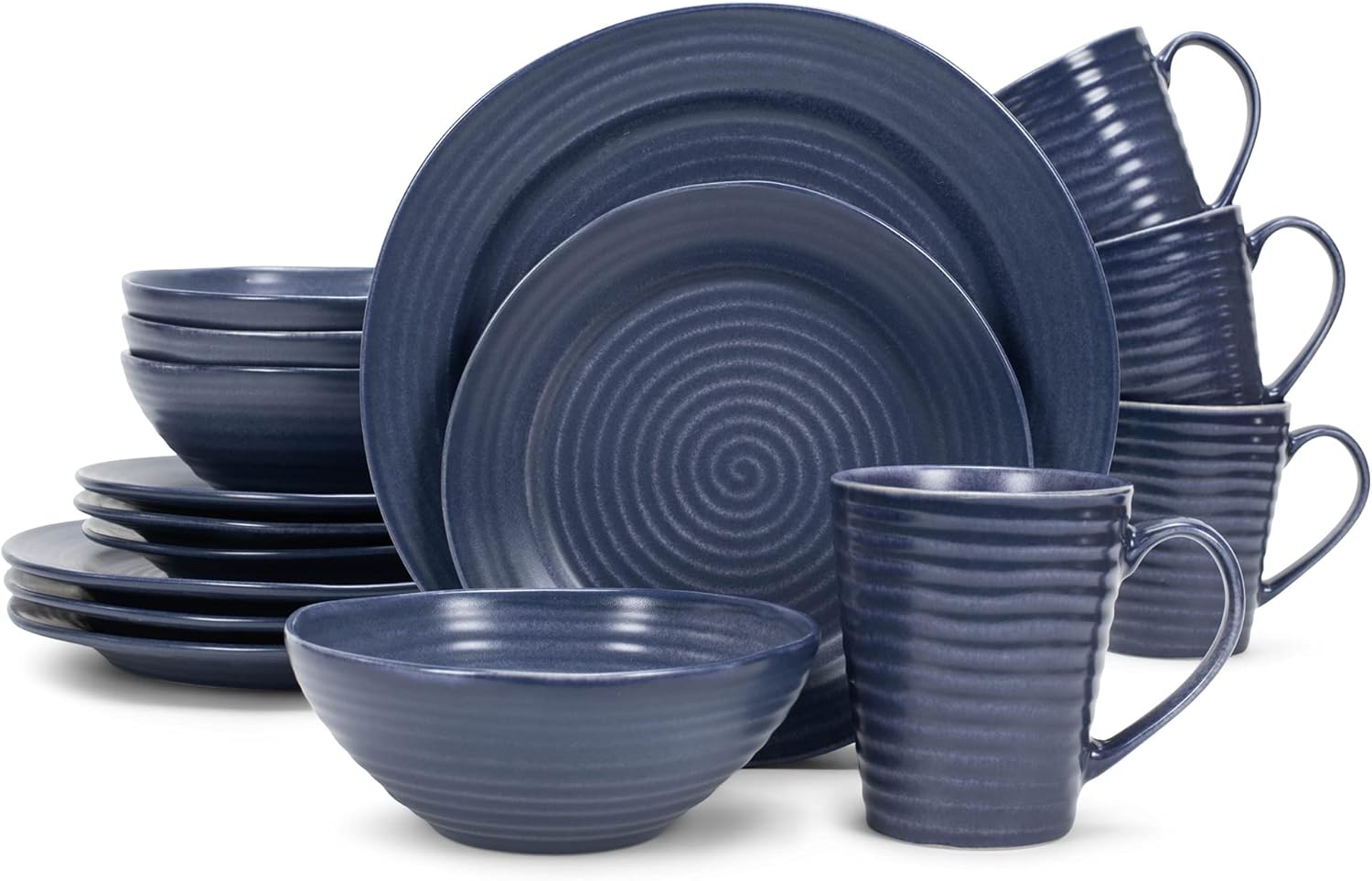 Amazon.com | Elanze Designs Chic Ribbed Ceramic Stoneware Dinnerware 16 ...