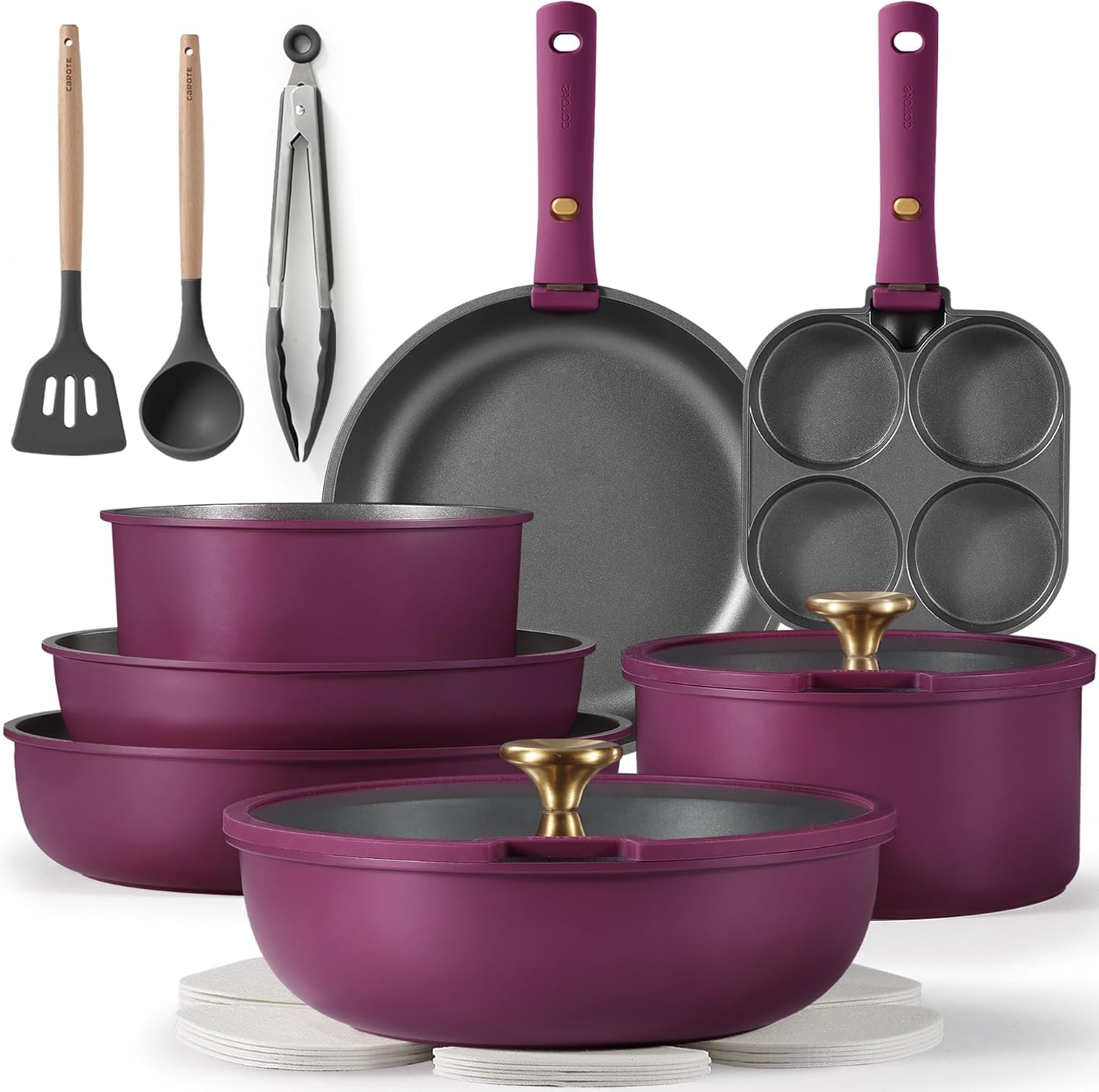 Amazon.com: CAROTE 19pcs Pots and Pans Set, Nonstick Cookware Set ...