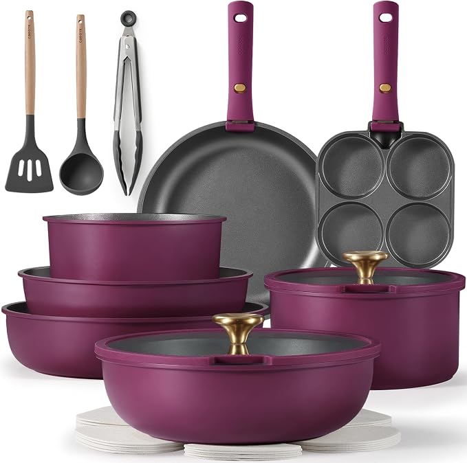 Amazon.com: CAROTE 19pcs Pots and Pans Set, Nonstick Cookware Set ...
