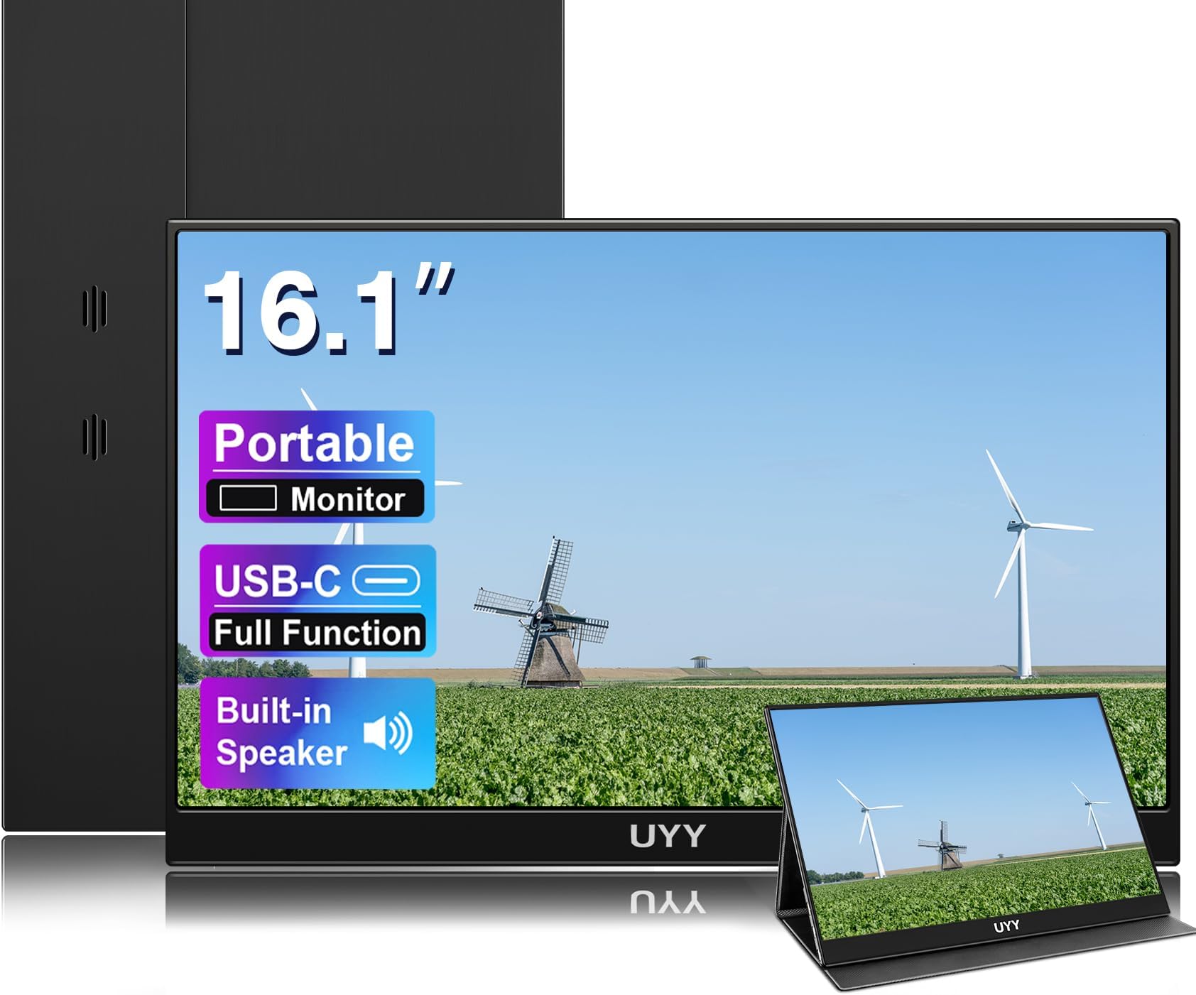 UYY Portable Monitor 16.1" FHD Lastest 2024 Travel Monitor 100% sRGB ...