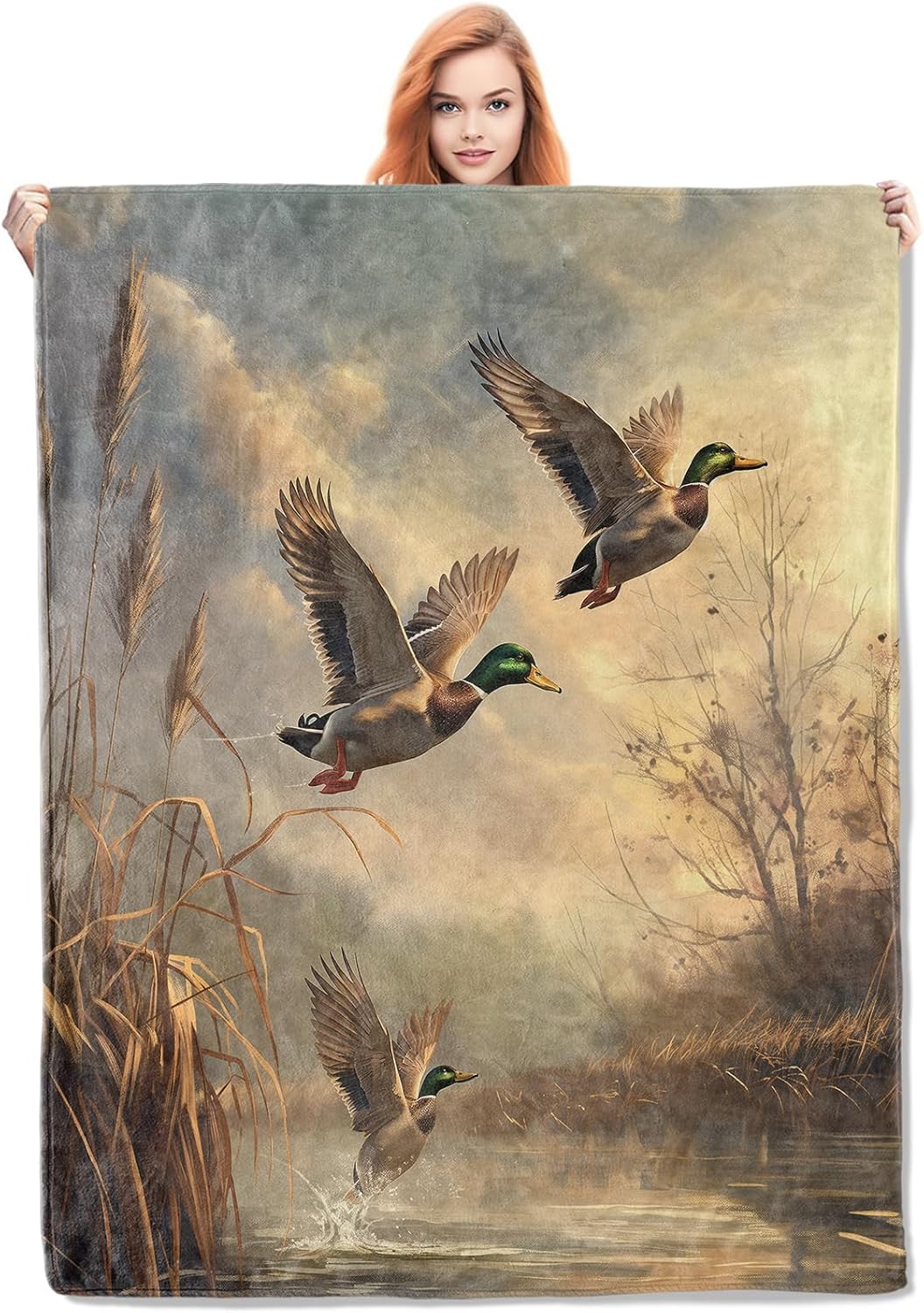 Amazon.com: VANZEV Mallard Ducks Fleece Blanket Gifts for Nature Lovers ...
