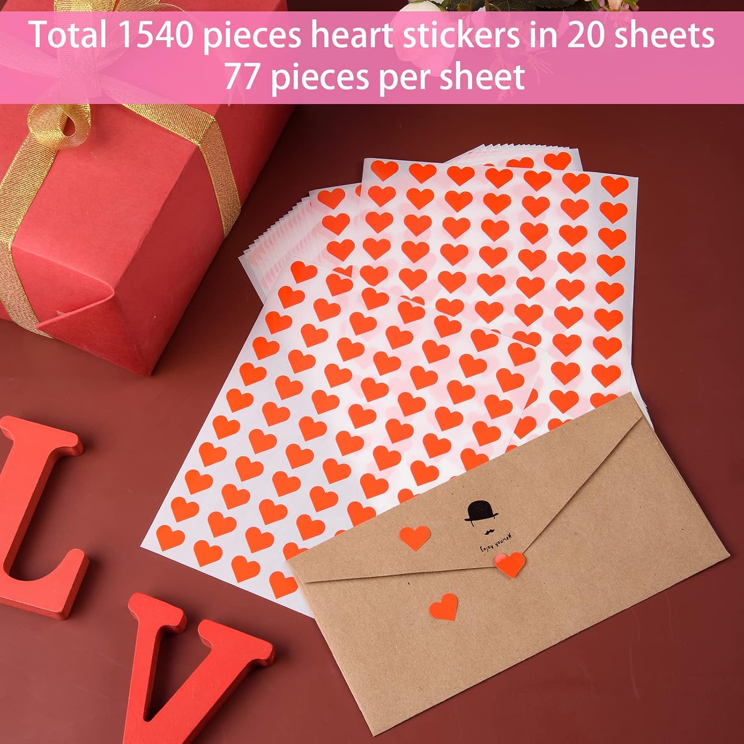 1540 calcomanías de corazón rojo autoadhesivas de corazón de amor ...