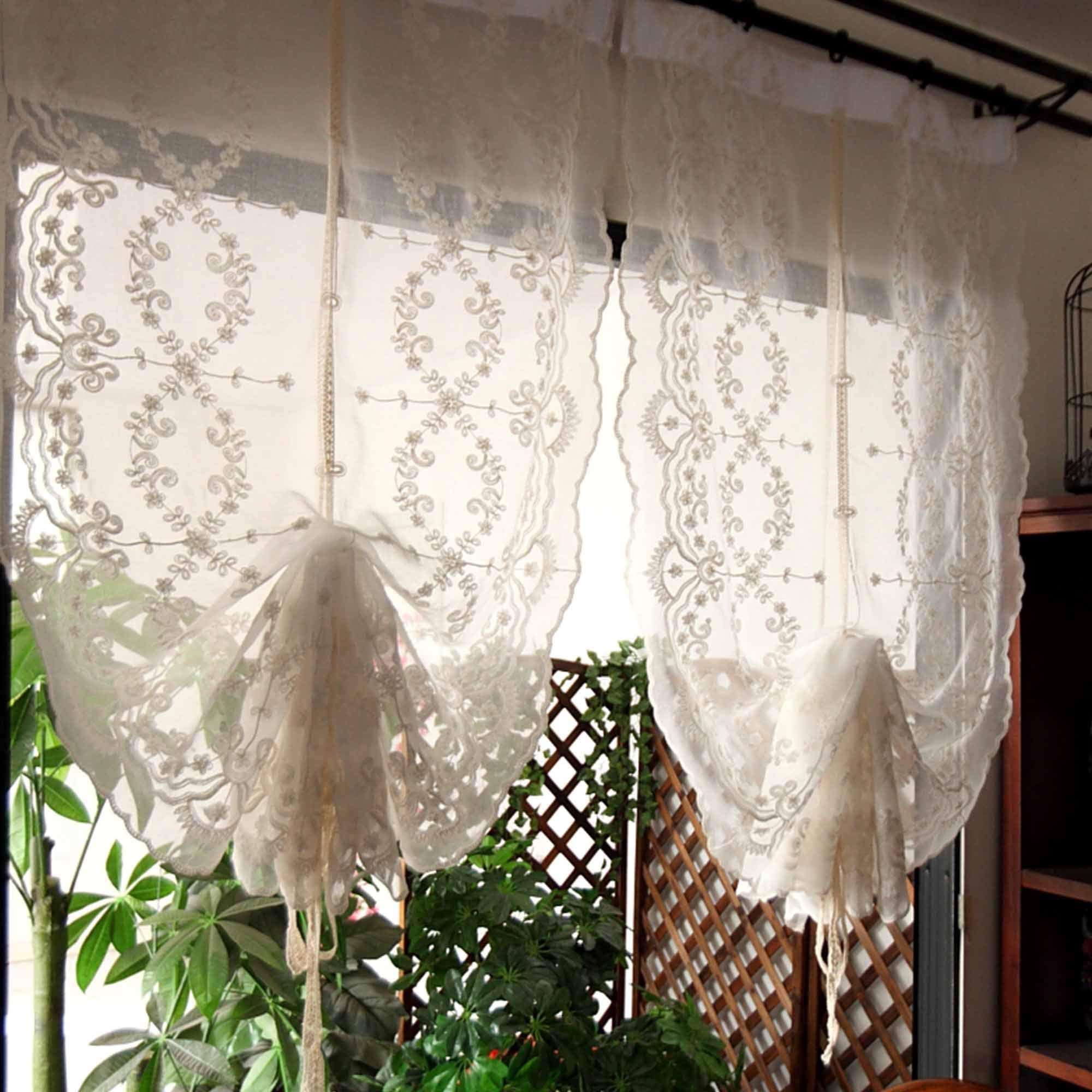 Amazon.com: Story Untold Country Style Pull Up Balloon Sheer Curtain ...