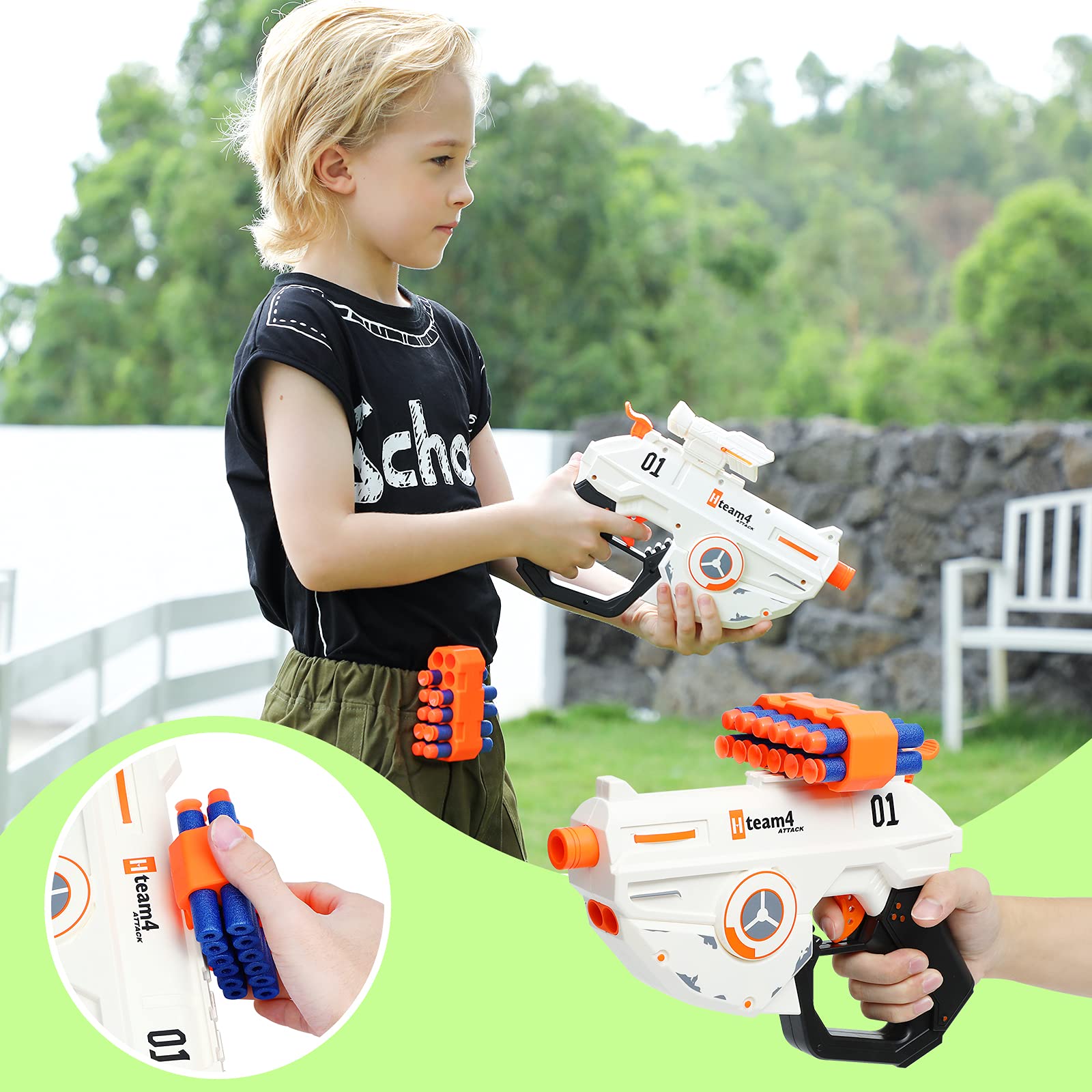 Tinleon mini nerf gun pistol toy guns for boys , with scope 12 Refill ...