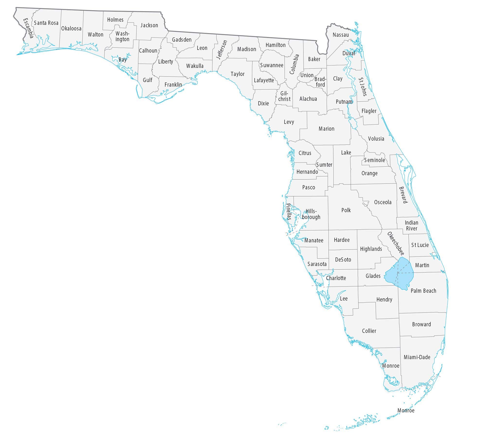 Amazon.com : Florida County Map - Large MAP-12 Inch by 18 Inch ...