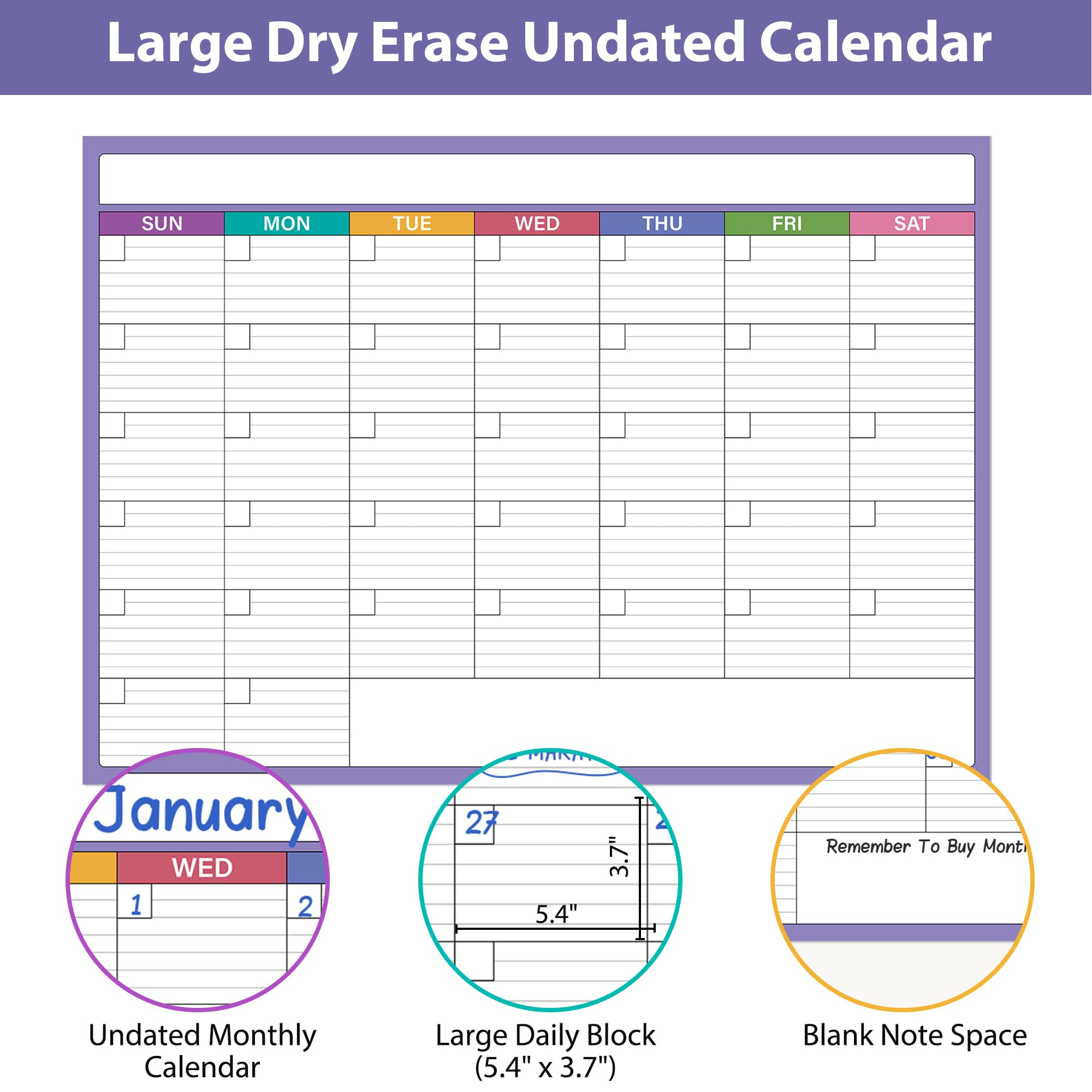 Snapklik.com : Large Dry Erase Calendar For Wall - 39.9" X 27.7", Extra ...