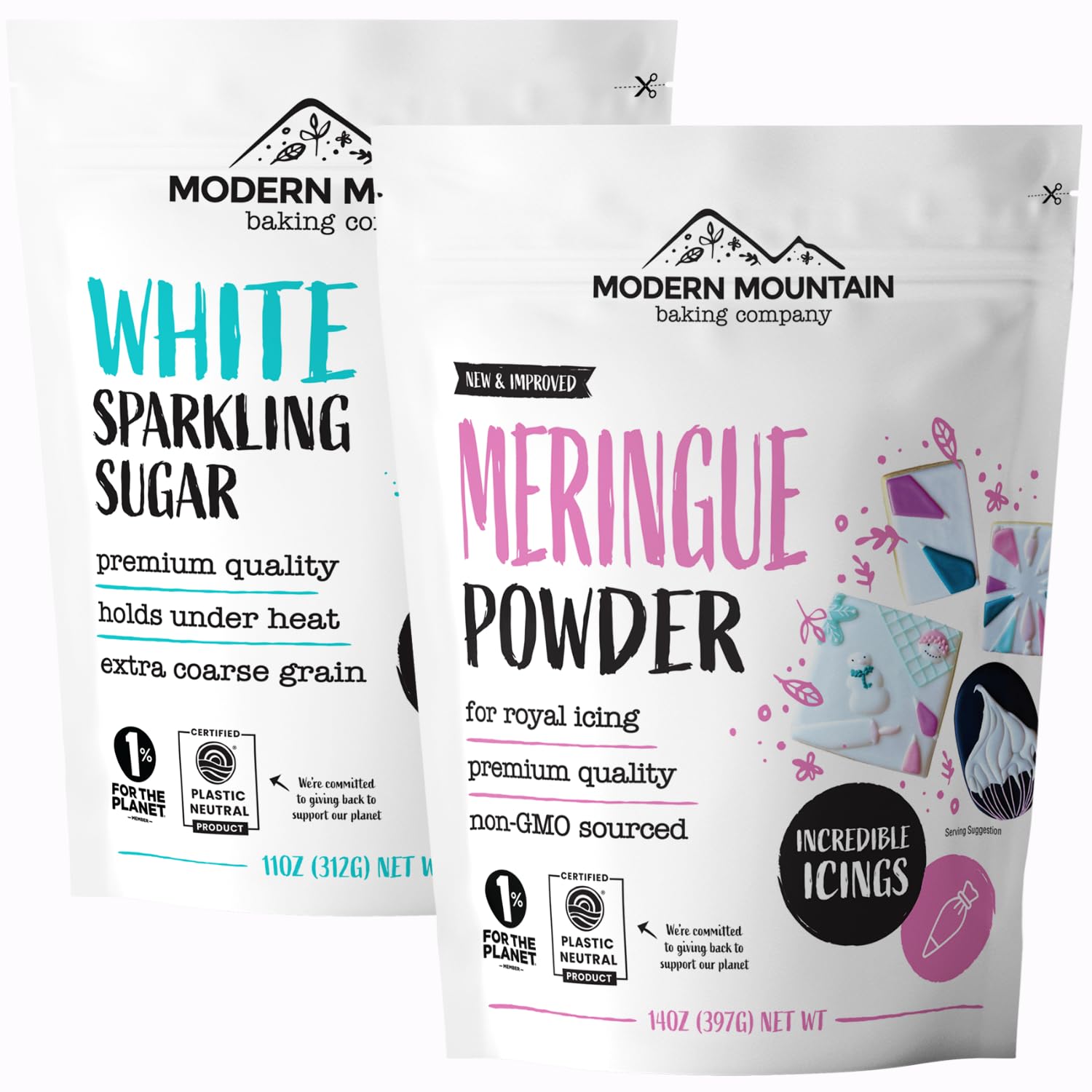 Amazon.com: Cookie Decorating Dream Team Bundle - Modern Mountain Meringue Powder (14oz) & White ...