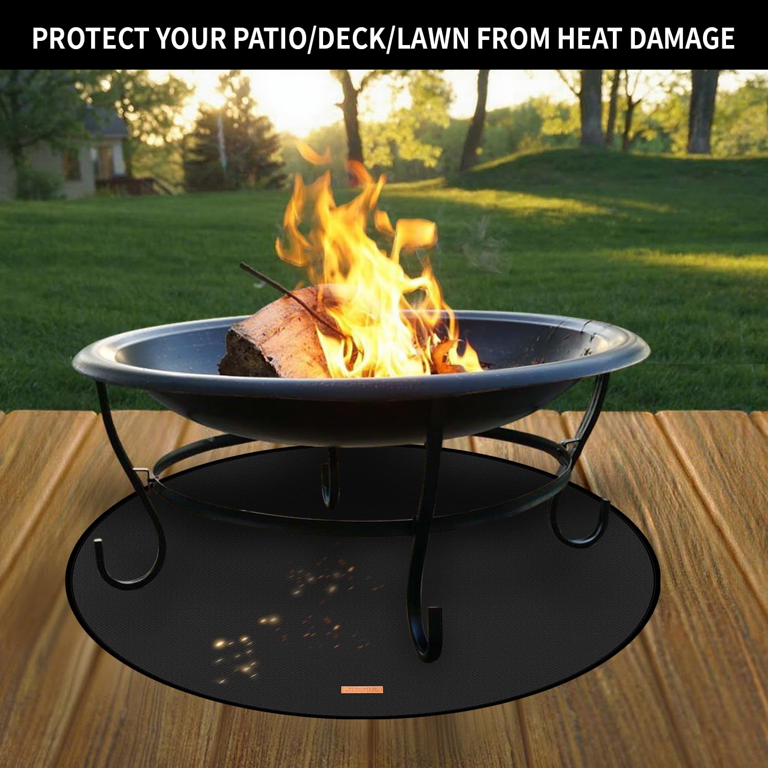 Snapklik.com : VCHOMY Round Fire Pit Mat For Under Fire Pit,Double ...
