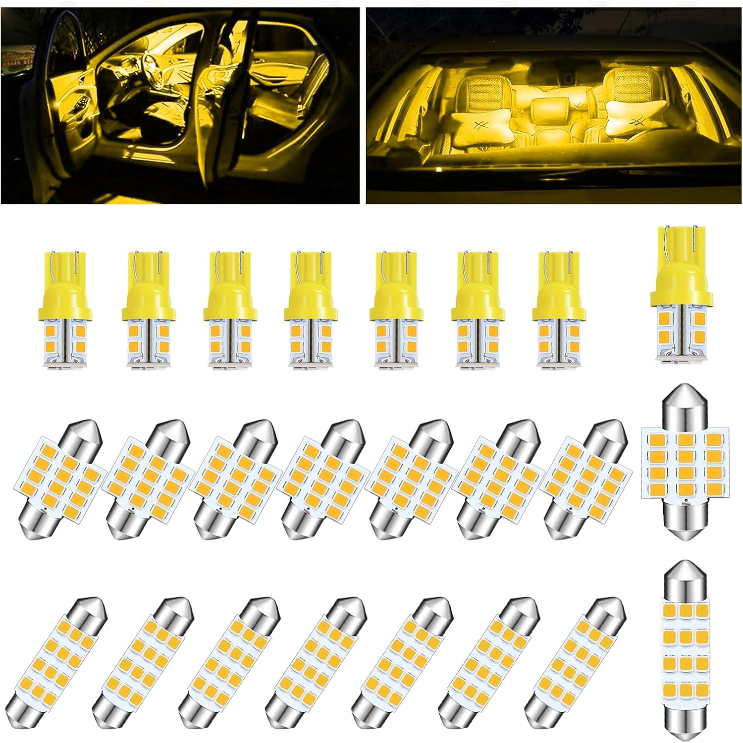 Amazon.com: ZBGUN Car Led Bulb,24 Pieces LED Interior Bulb Kit，Used for ...
