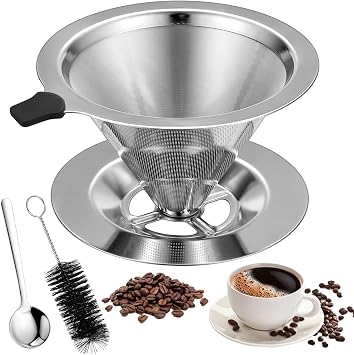Pour Over Coffee Dripper, Stainless Steel Pour Over Coffee Filters ...