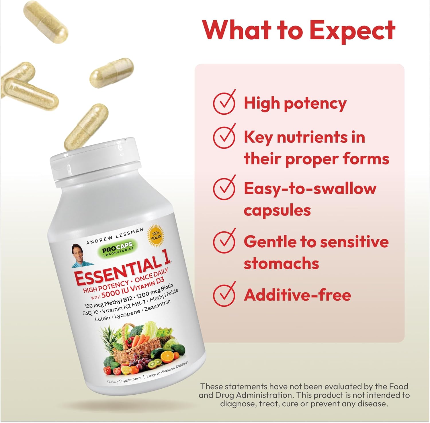 ANDREW LESSMAN Essential-1 Multivitamínico 5000 UI Vitamina D3 60 ...