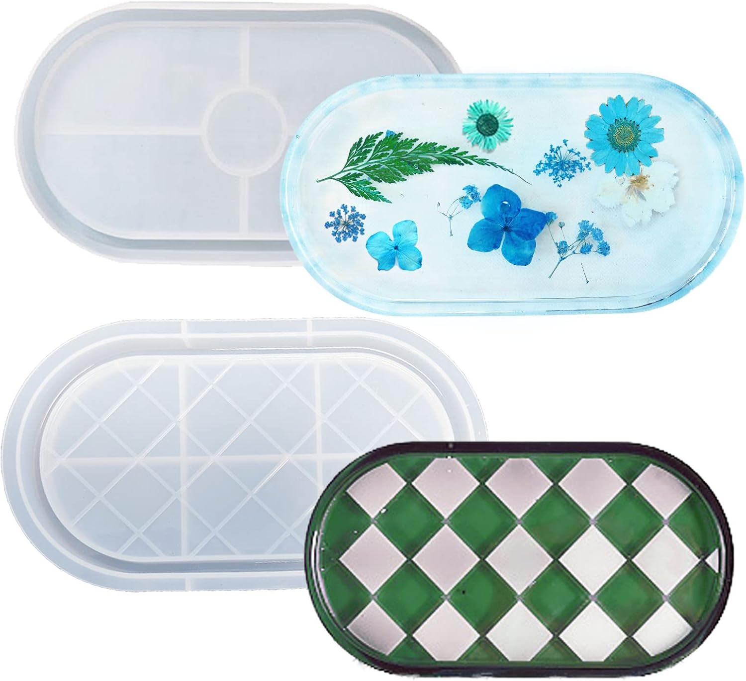 Amazon.com: 2 Pcs Small Oval Tray Storage Resin Mold Molds Epoxy Resin ...