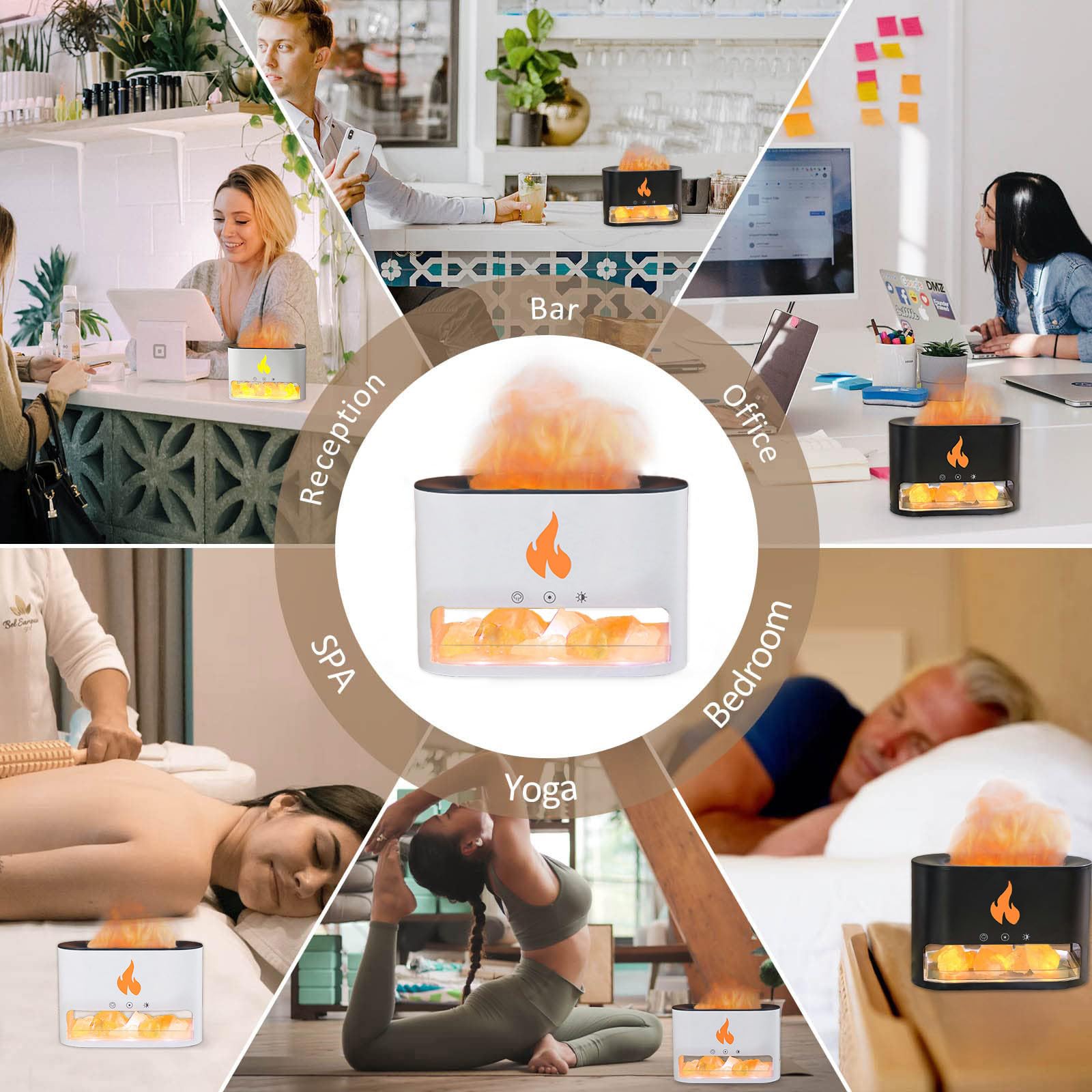 Snapklik.com : Flame Fire Essential Oil Diffuser, Himalayan Salt Aroma ...