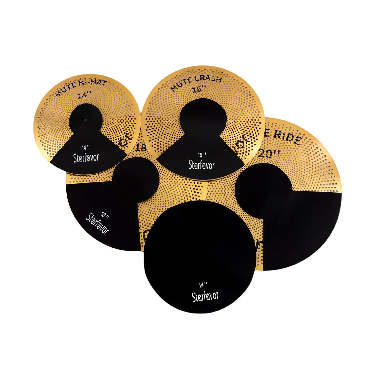 Starfavor Low Volume Cymbal Pack Mute Cymbal Set with Cymbal Mute Pads ...