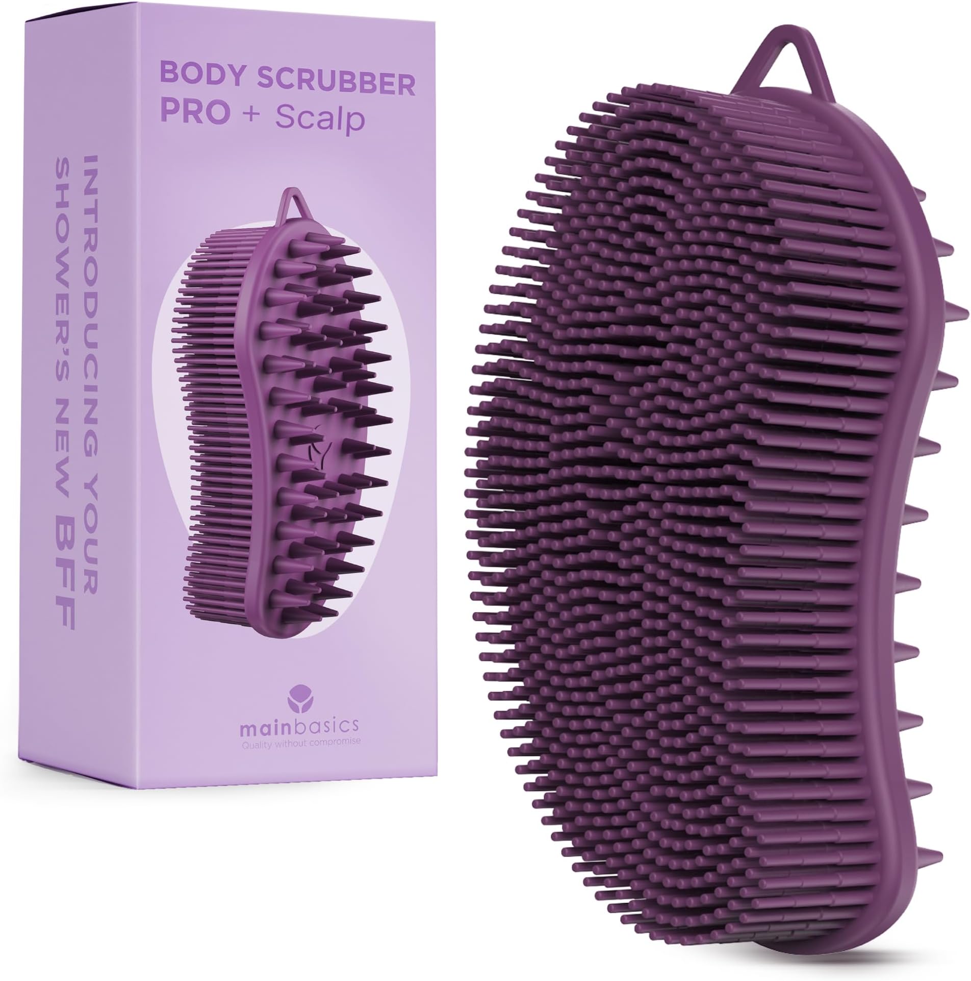 Amazon.com : MainBasics Exfoliating Silicone Body Scrubber Pro 2-in-1 ...