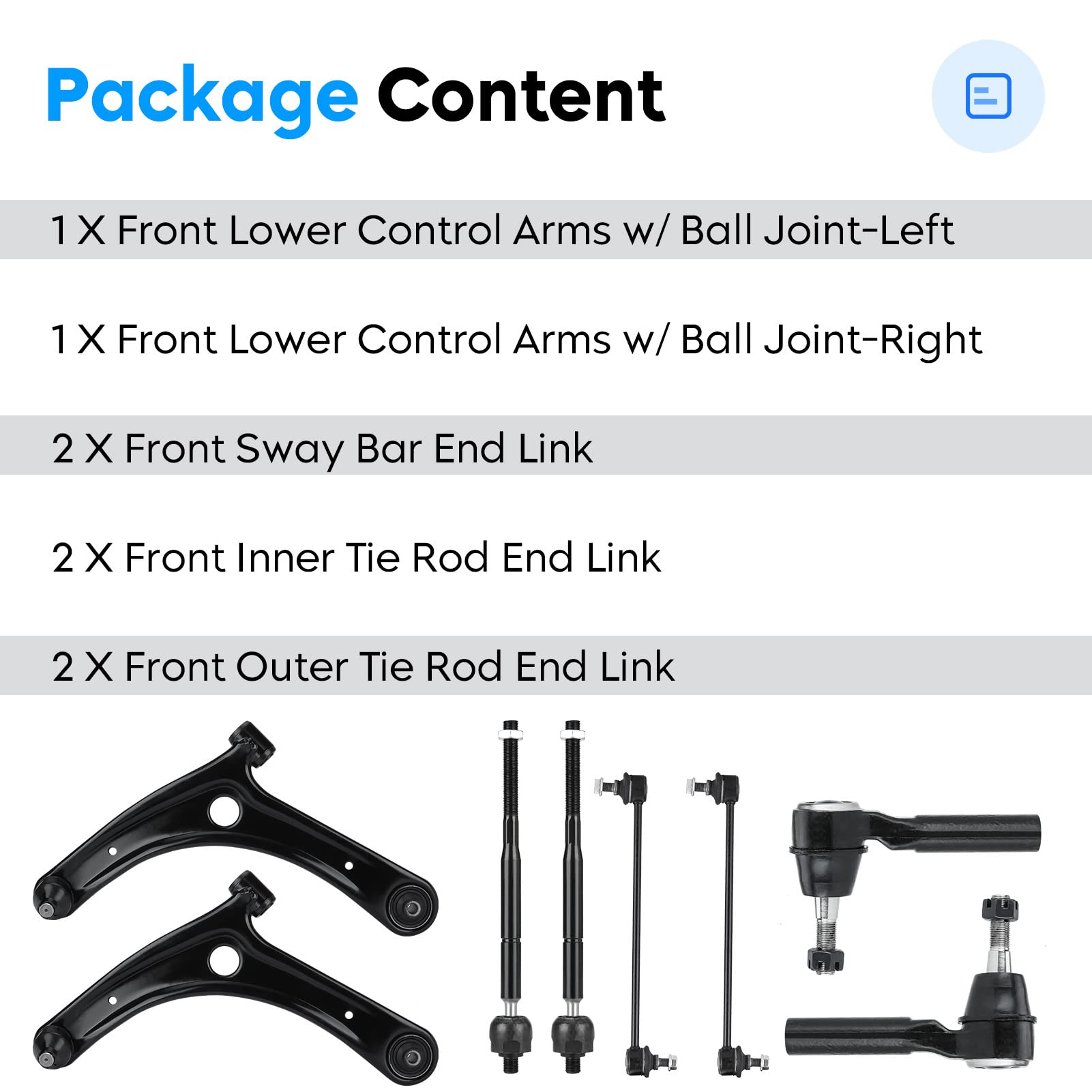 8PCS Front Lower Control Arms K620066 K620065 for 2009-2012 Dodge ...