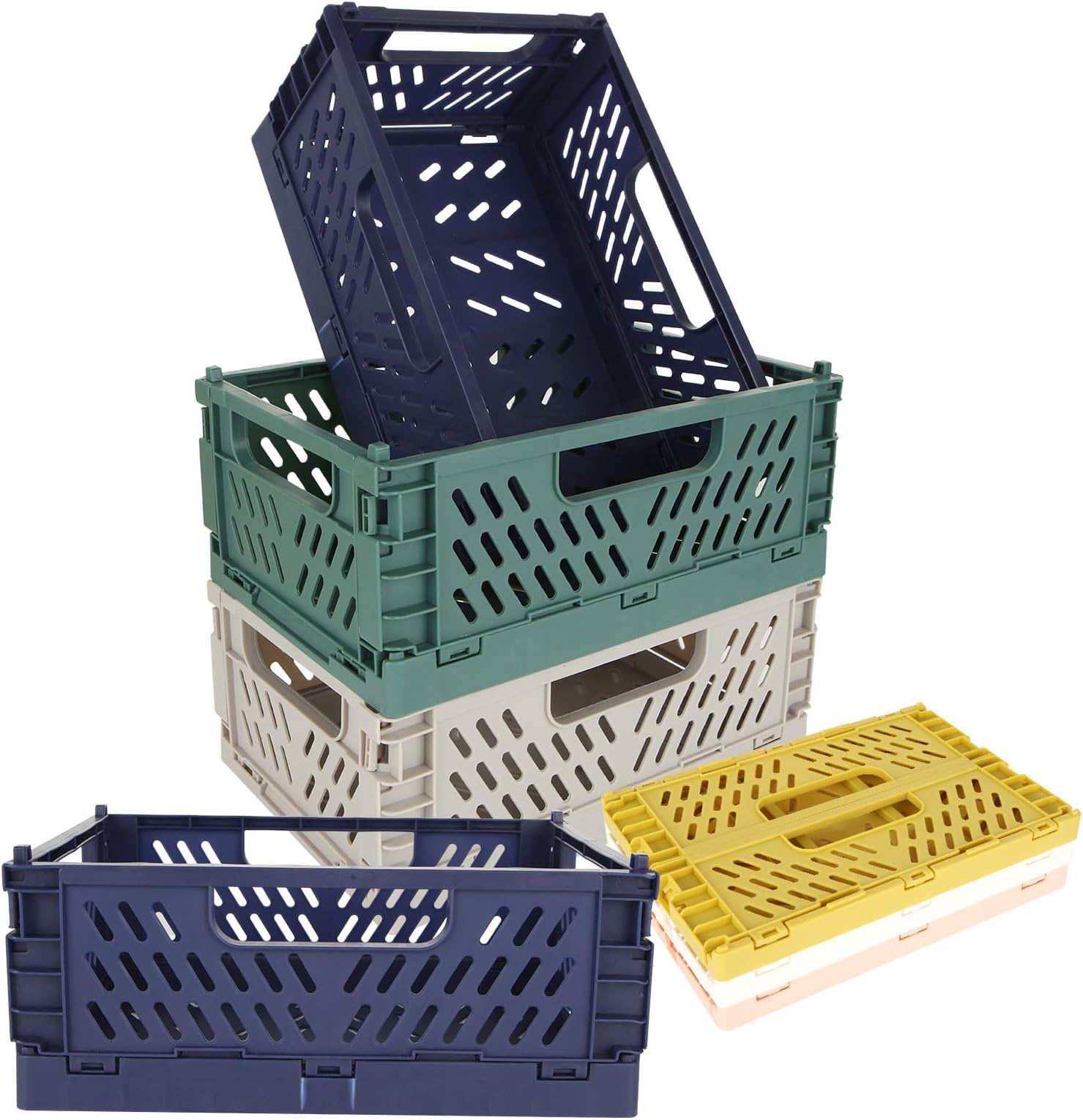 ZOFUN 6 Pcs Foldable Storage Boxes, 22 x 14.8 x 8.7 cm Plastic Small ...