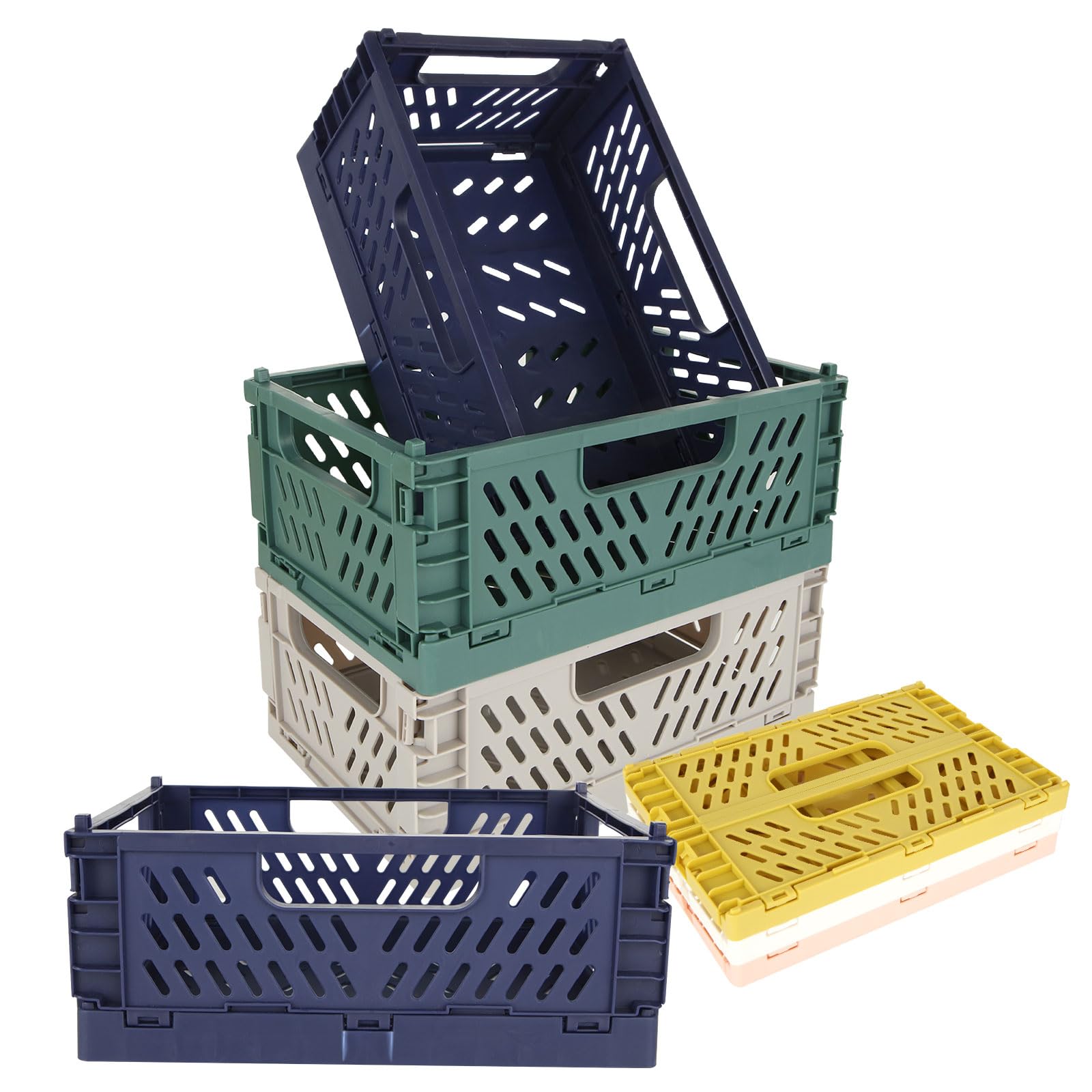 ZOFUN 6 Pcs Mini Storage Crates, 22 x 14.8 x 8.7 cm Collapsible Storage ...