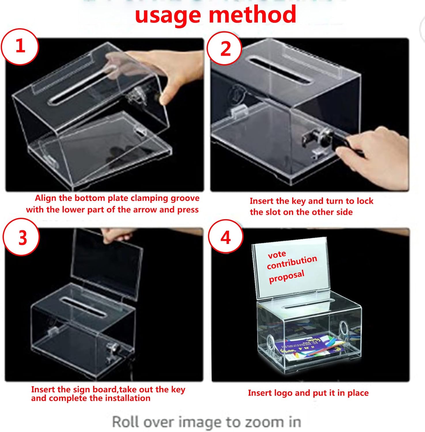 Suggestion box, acrylic donation ballot box, business cardgreeting card ...