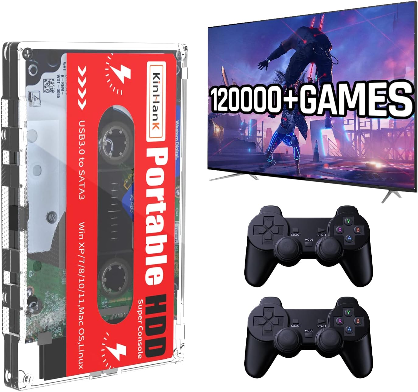 Amazon.com: Kinhank 12T HDD Retro Gaming Hard Drive with 96000+ Classic ...