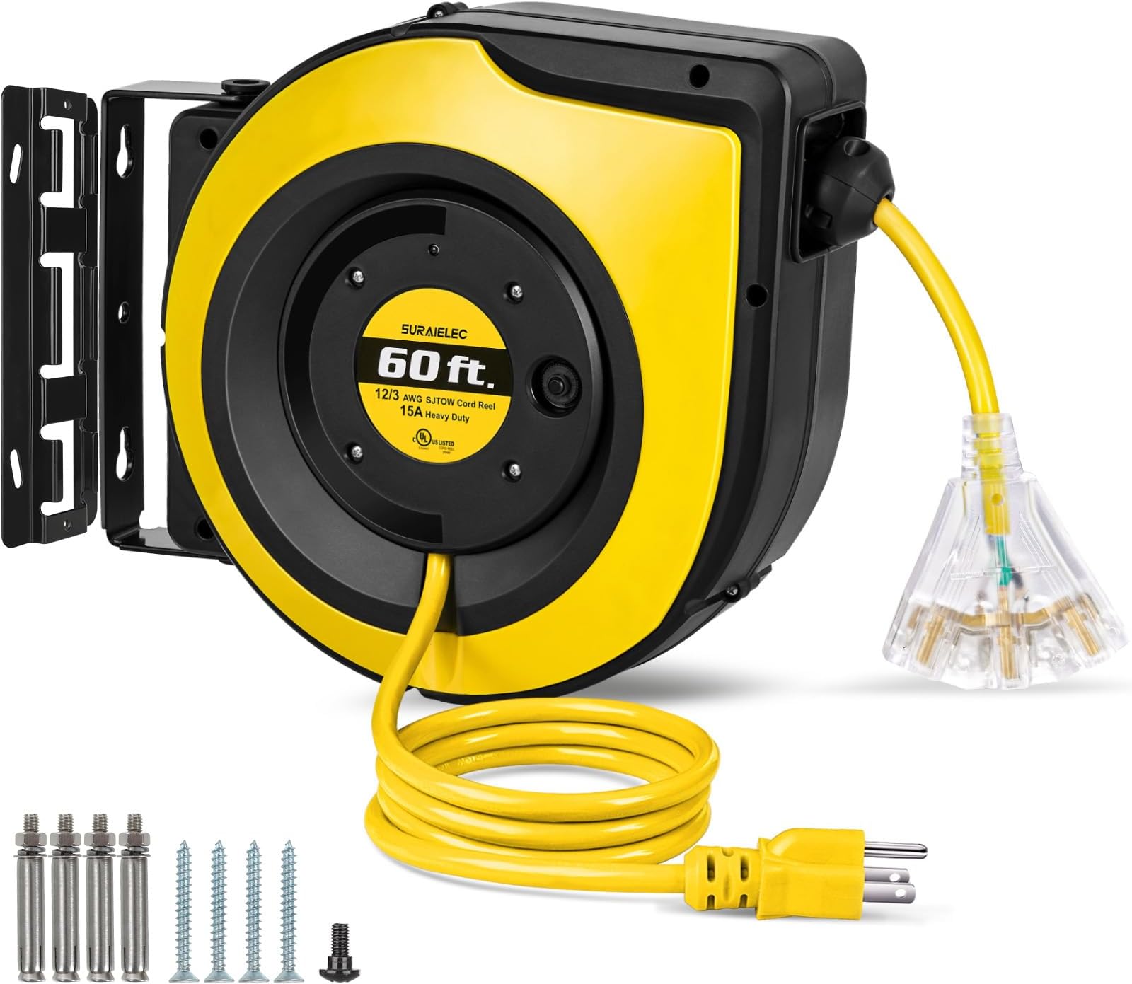 Amazon.com: Flexzilla Retractable Extension Cord Reel, 12/3 AWG SJTOW ...