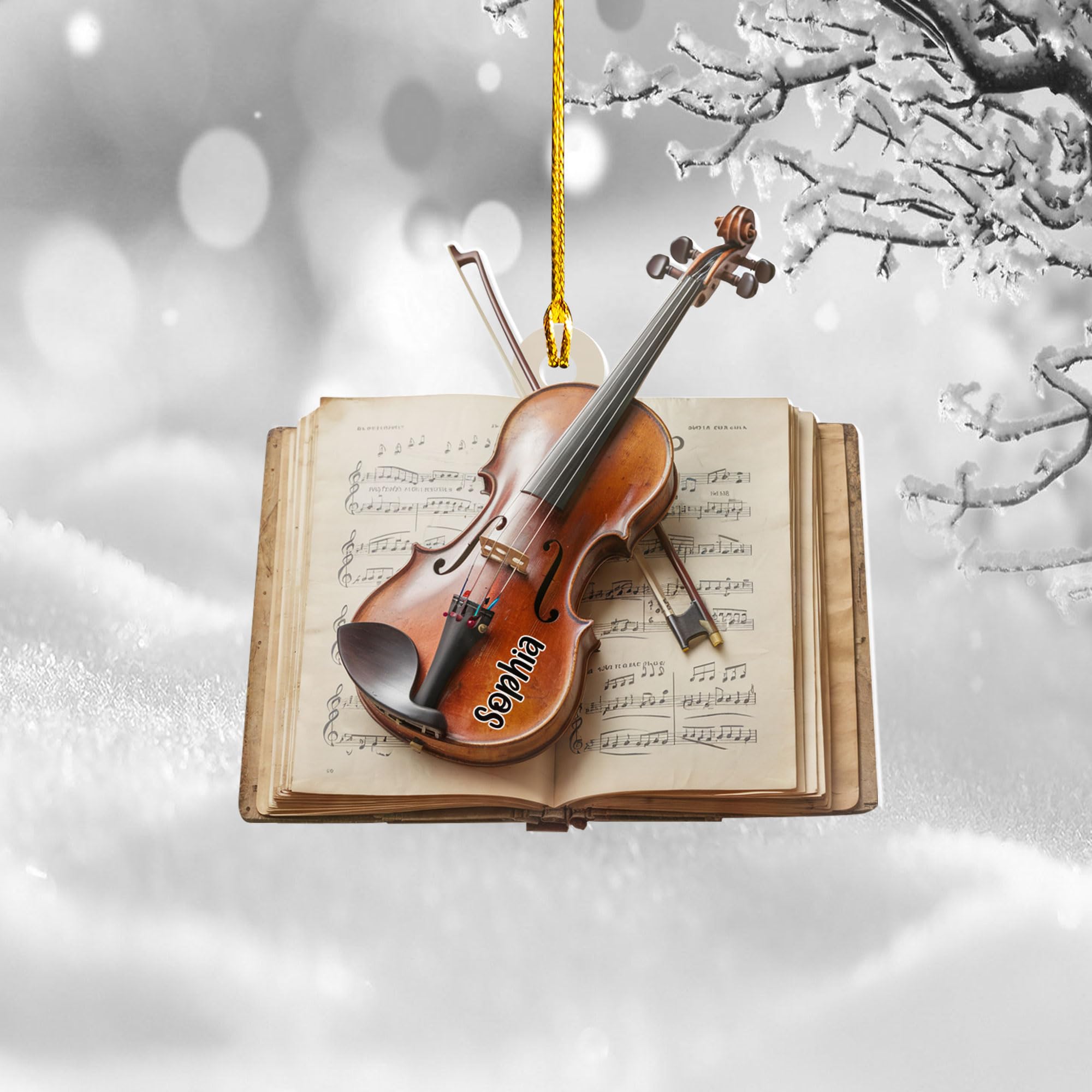 Amazon.com: Intenprints Personalized Violin Christmas Ornament Violin ...