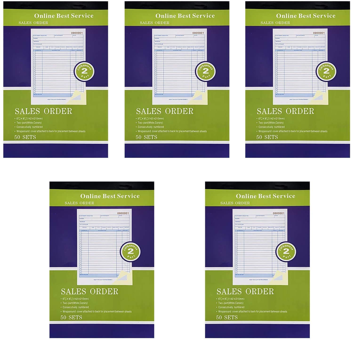 Snapklik.com : 5 Pack Large Sales Order Book Receipt Invoice Duplicate ...
