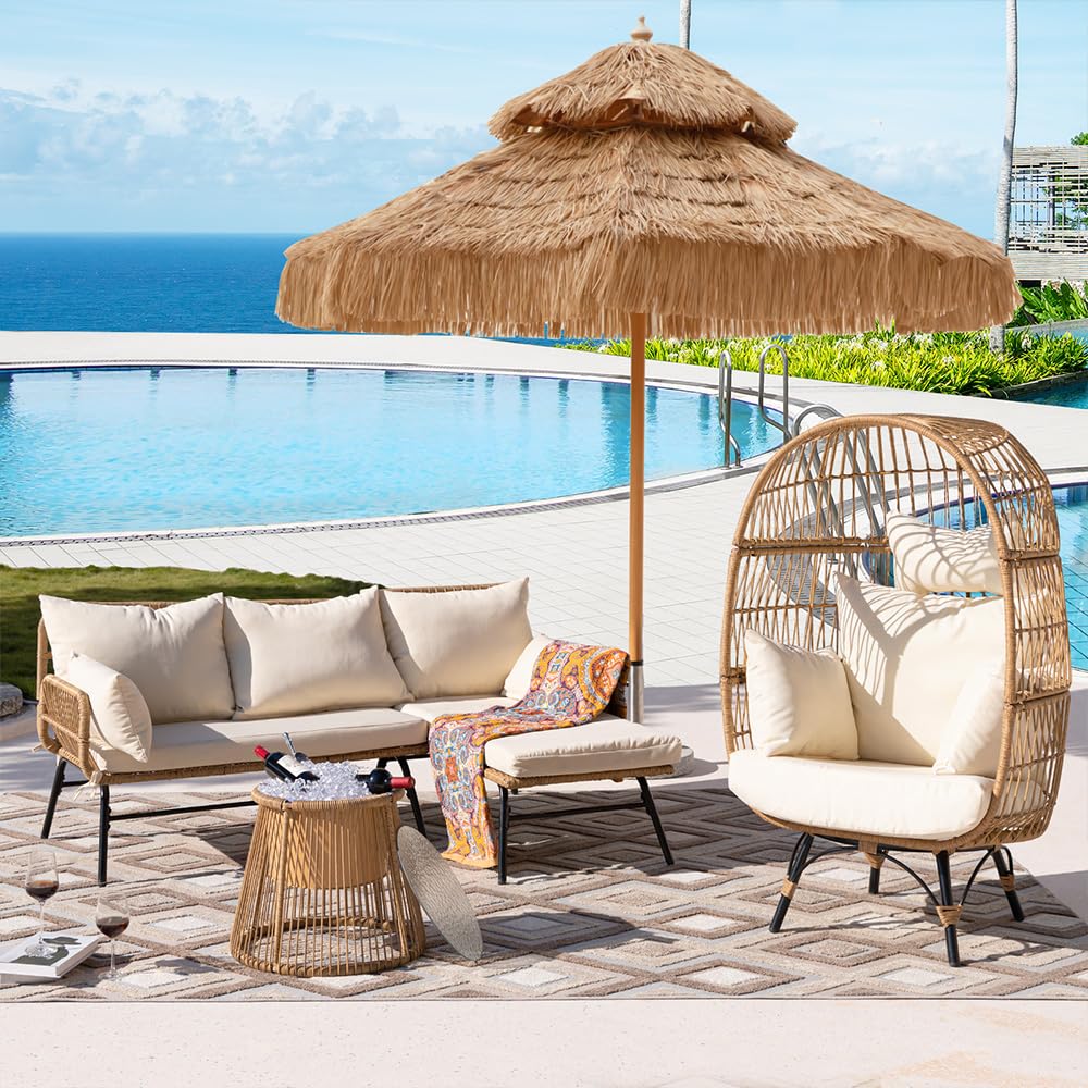 Amazon.com: FINCATI 4 Pcs Boho Outdoor Patio Furniture Sets Wicker ...