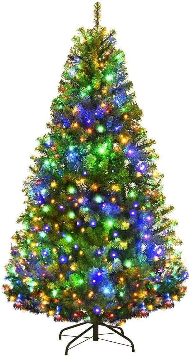 Amazon.com: Goplus 5FT Pre-Lit Artificial Christmas Tree, Hinged Xmas ...