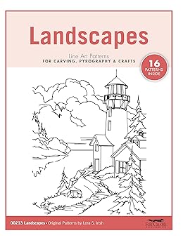 Landscapes Line Art Patterns for Carving, Pyrography & Crafts (Fox ...