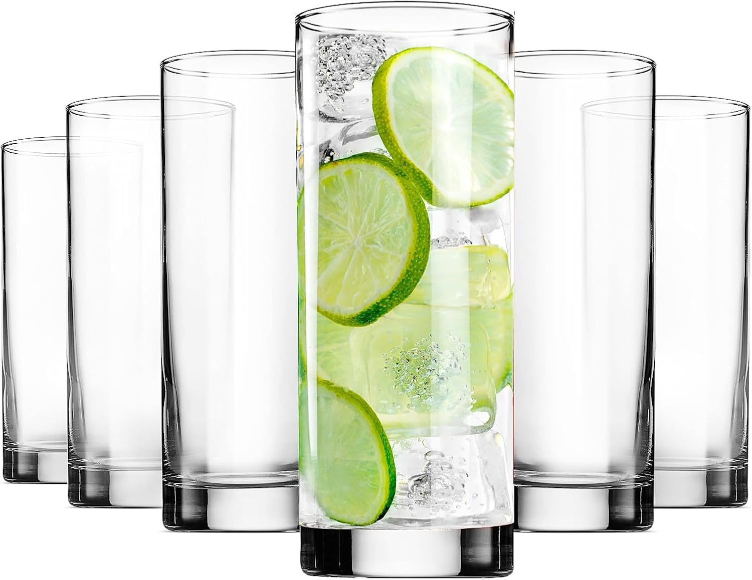 LYCN 6 Pack Clear Drinking Glasses, 7oz/200ml Tall Juice Glasses ...
