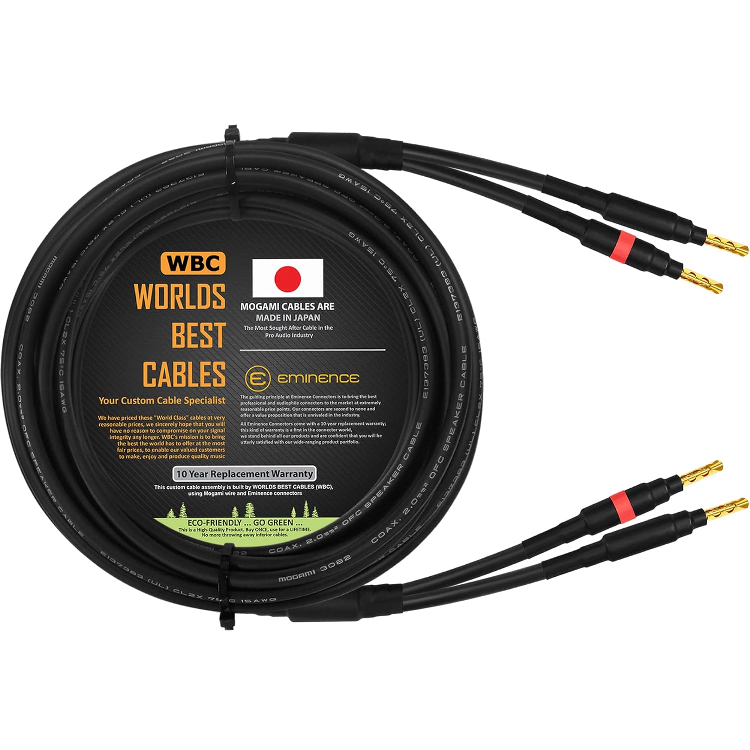 WORLDS BEST CABLES – 25 pies – Cable coaxial de altavoz único para ...