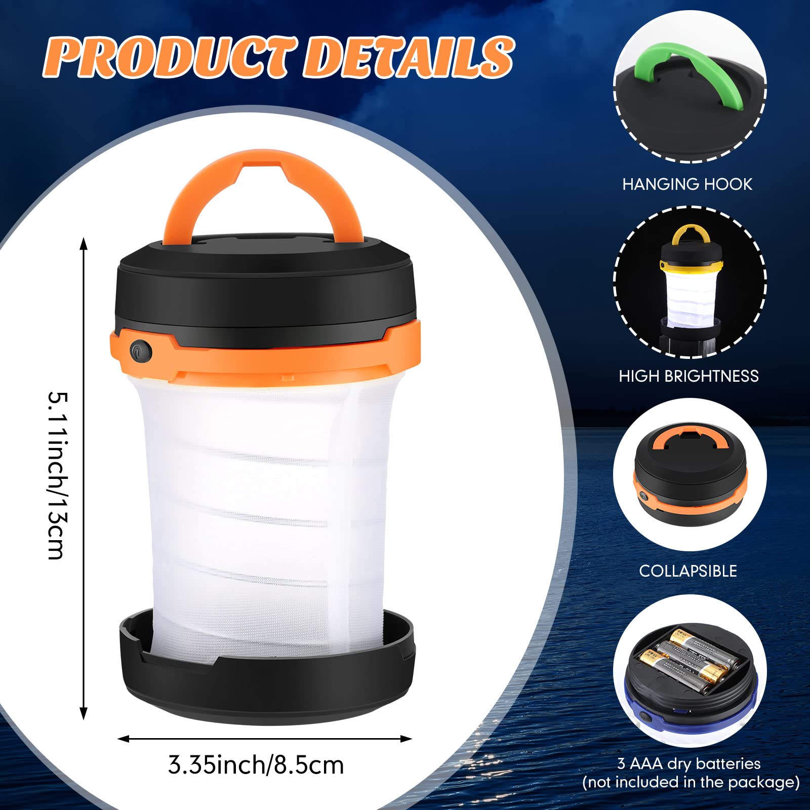 Mini Lamp Battery Powered LED Camping Lantern - 120 Lumen Dimmable COB ...