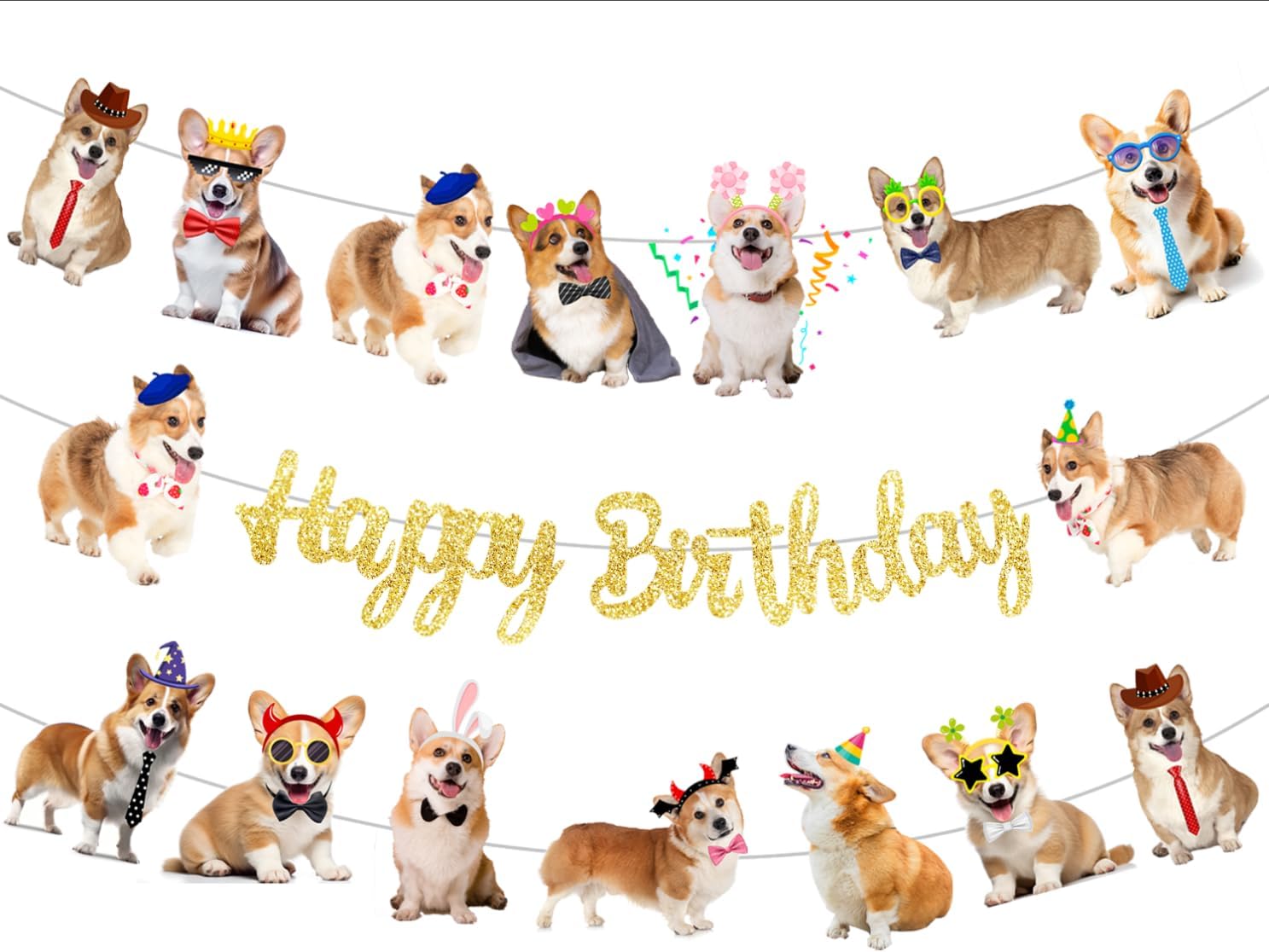 Amazon.com: Corgi Birthday Party Banners 3Pcs Corgi Birthday ...