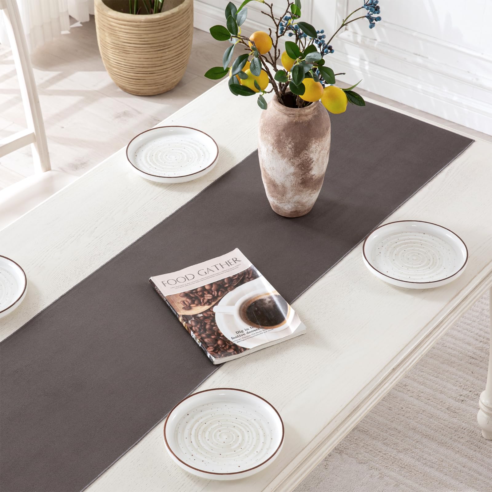 Amazon.com: BALCONY & FALCON Suede Table Runner Waterproof Table ...