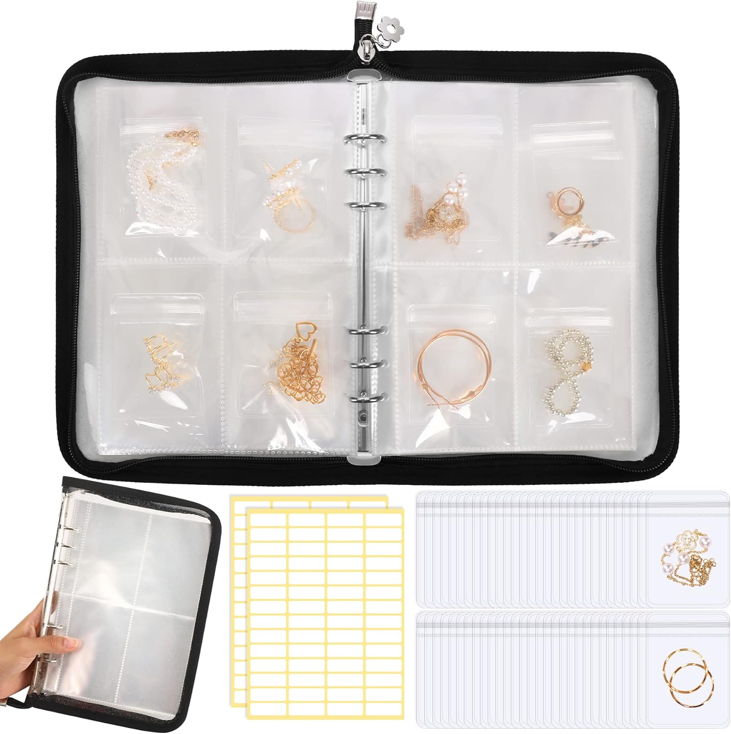 Amazon.com: JULMELON Transparent Jewelry Storage Book with Pockets ...