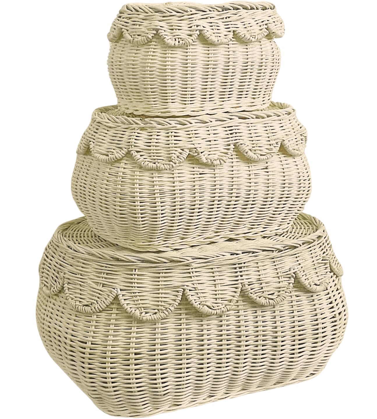Amazon.com: Scalloped Baskets Set of 3,Nested Baskets 2-in-1 Design ...