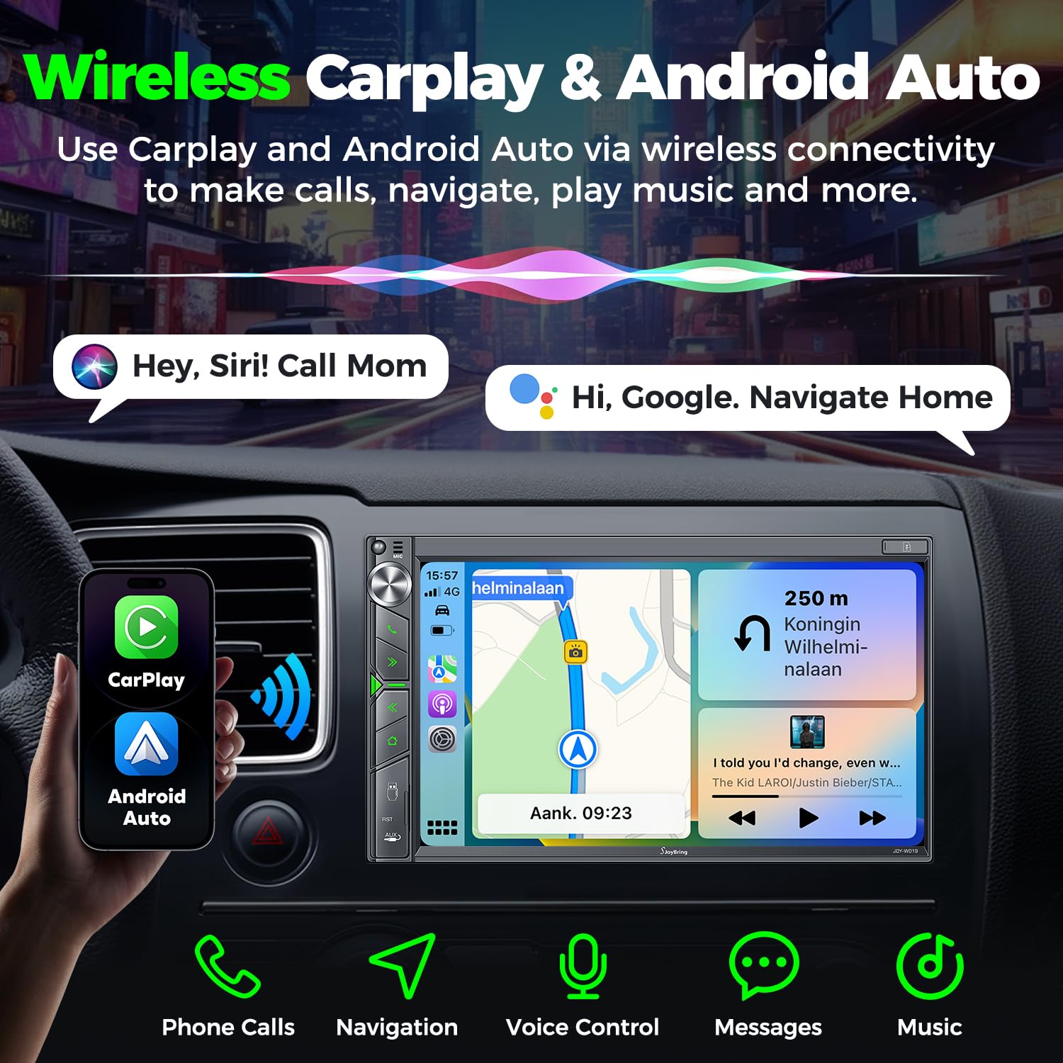 Snapklik.com : SJoyBring Upgrade Wireless Double Din Car Stereo