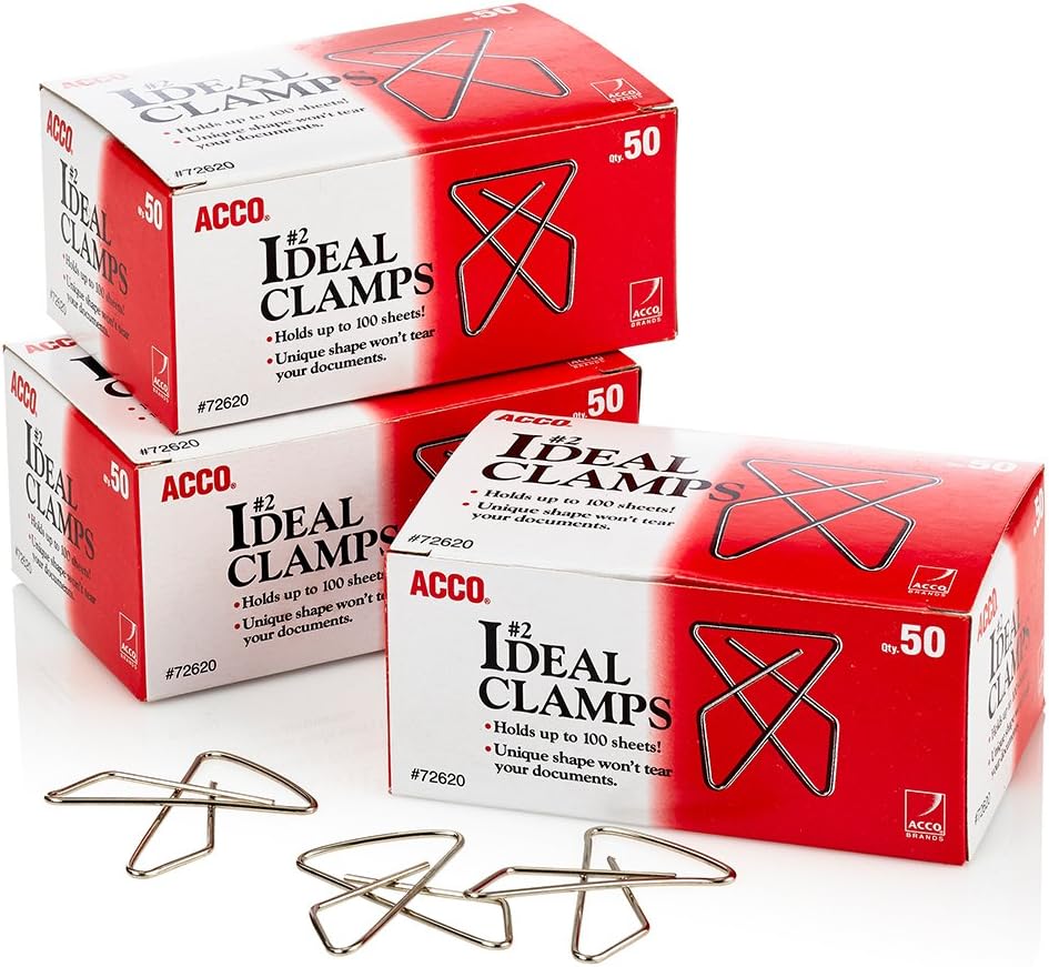ACCO Ideal Paper Clamp/Butterfly Clamp, Smooth, #2 Size(Small), 50/Box ...