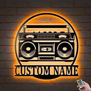 Amazon.com: ABSALOM Custom Boombox Radio Metal Wall Decor With Led ...