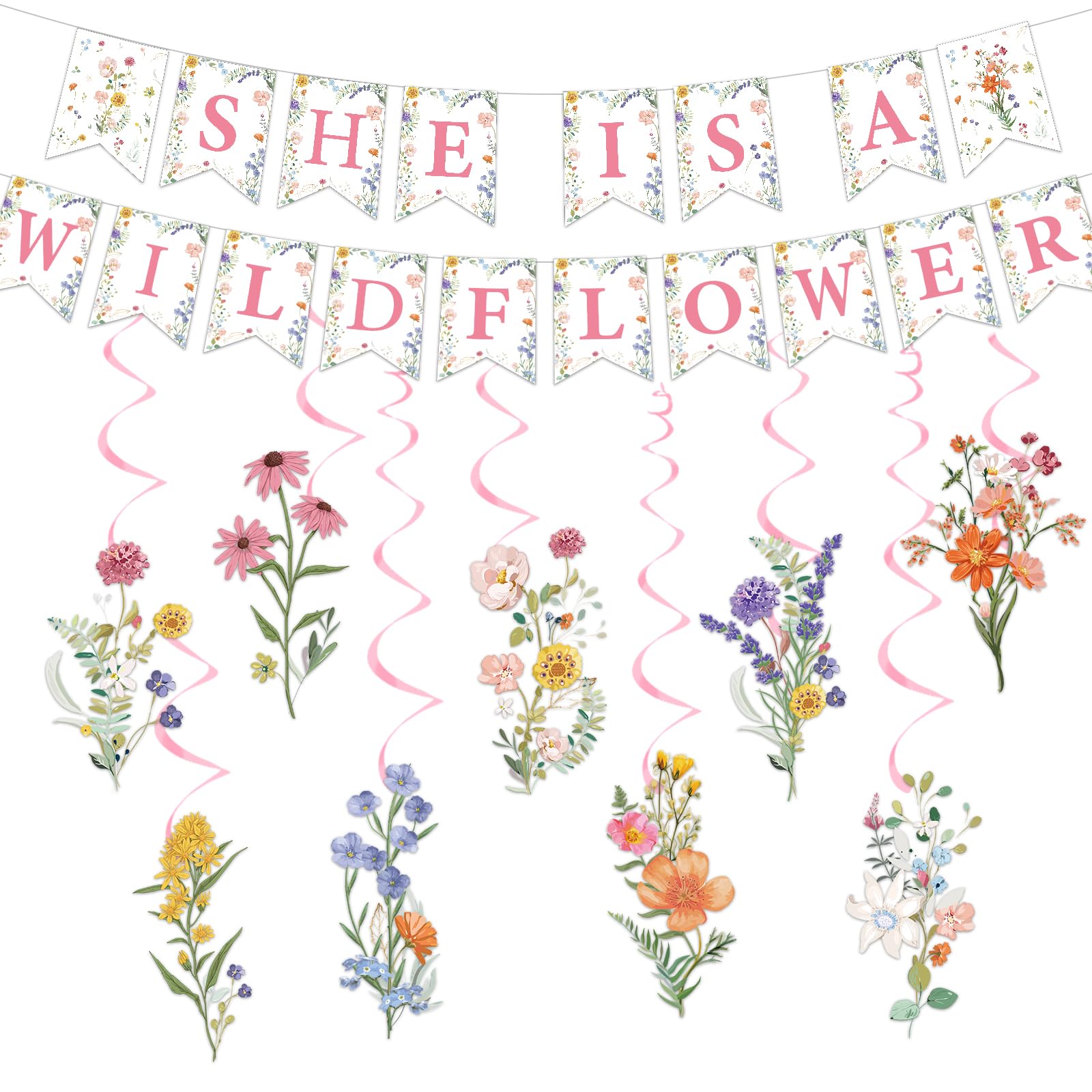 Amazon.com: Rngmsi She Is a Wildflower Party Decorations - 11PCS Floral ...