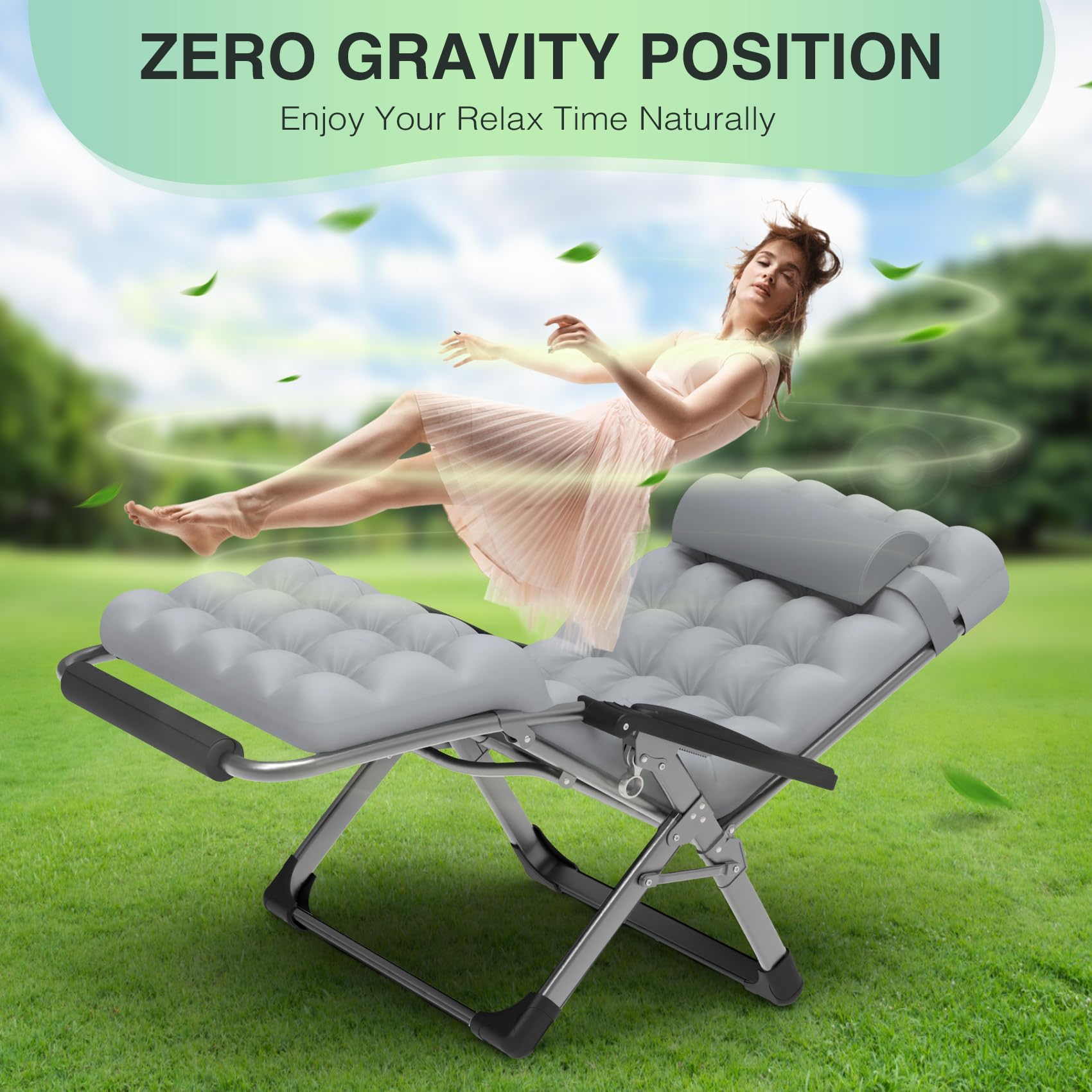 Snapklik.com : Oversized Zero Gravity Chair,33In XXL Lounge Chair w/Removable Cushion&Headrest ...